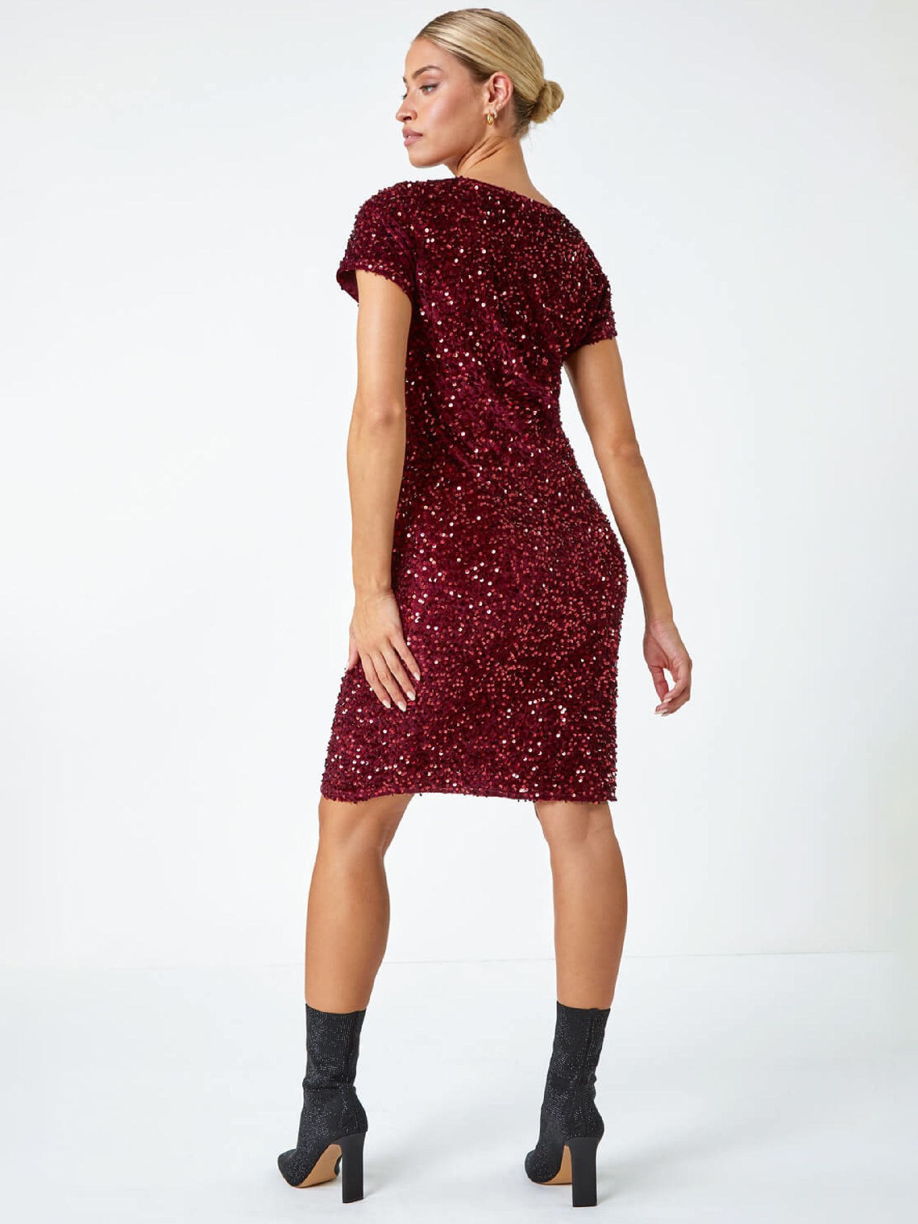 Buy Roman Red Velvet Sequin Embellished Shift Dress from Next South Africa