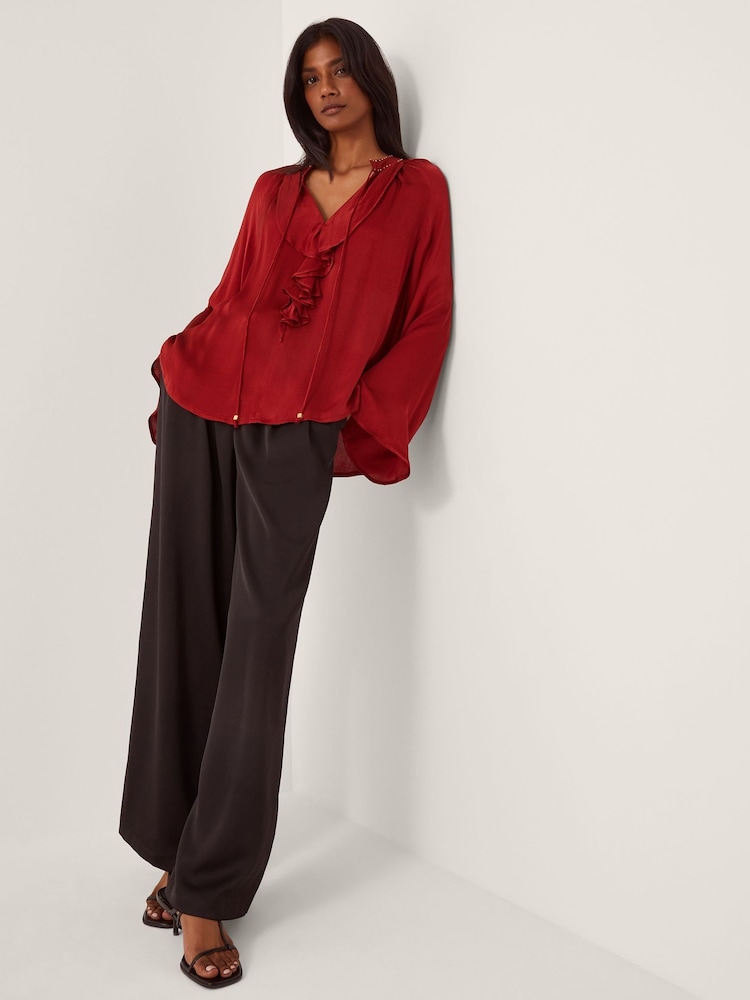 Buy Monsoon Red Arlette Frill V-Neck Blouse from Next Belgium