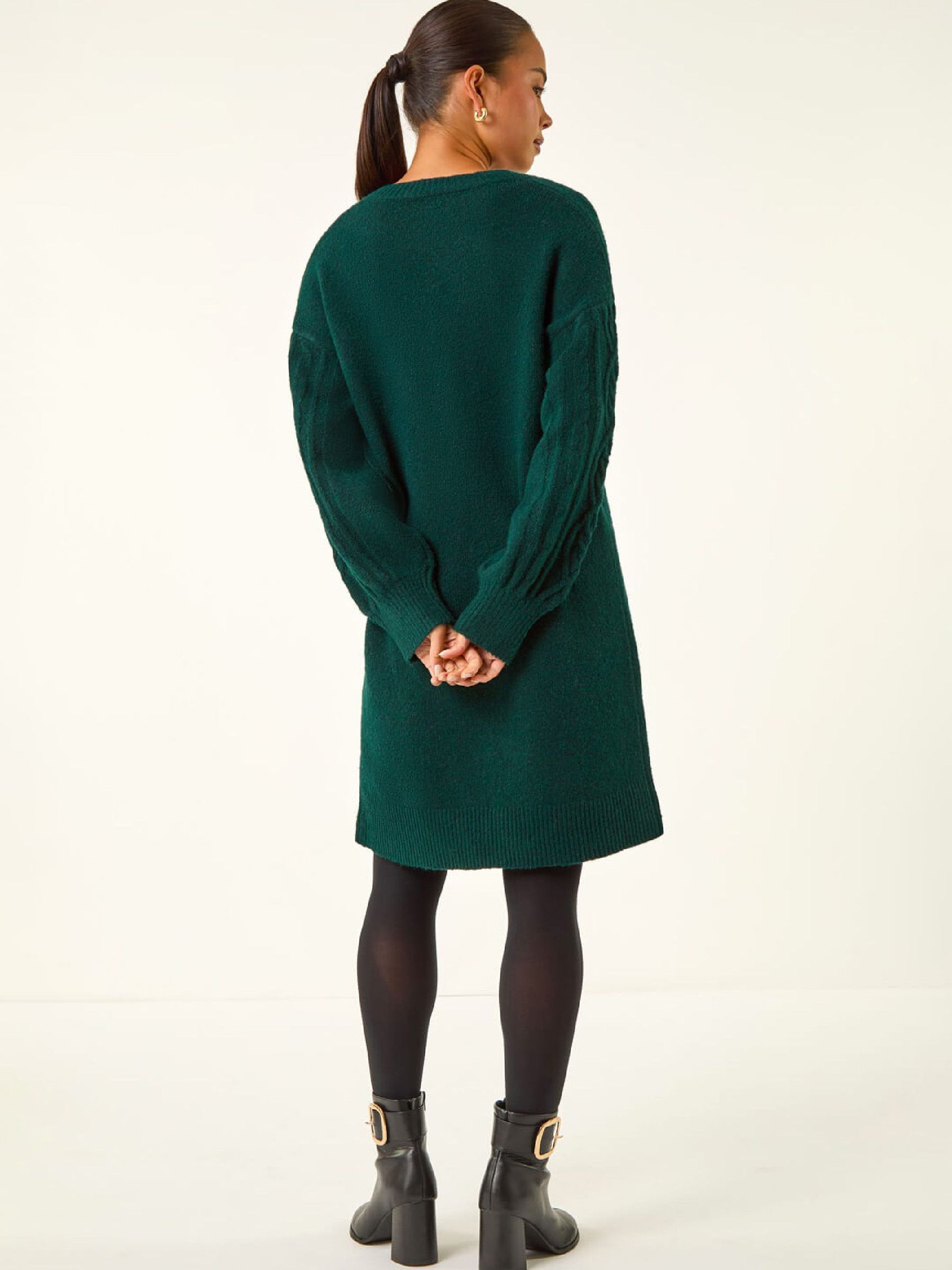 Buy Roman Green Petite Cable Knit Shift Dress from the Next UK online shop