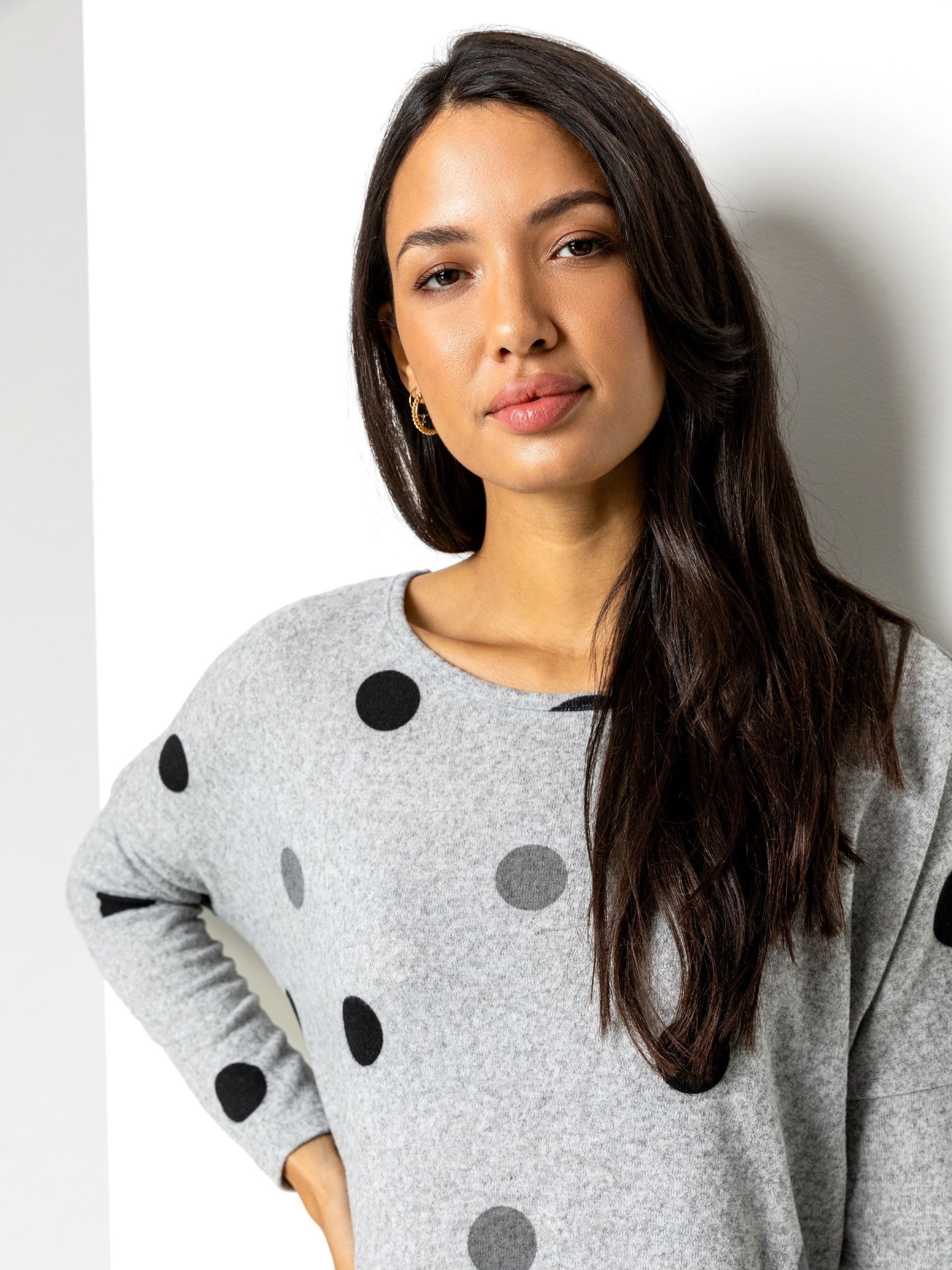 Buy Roman Grey Spot Print Snit Top from the Next UK online shop