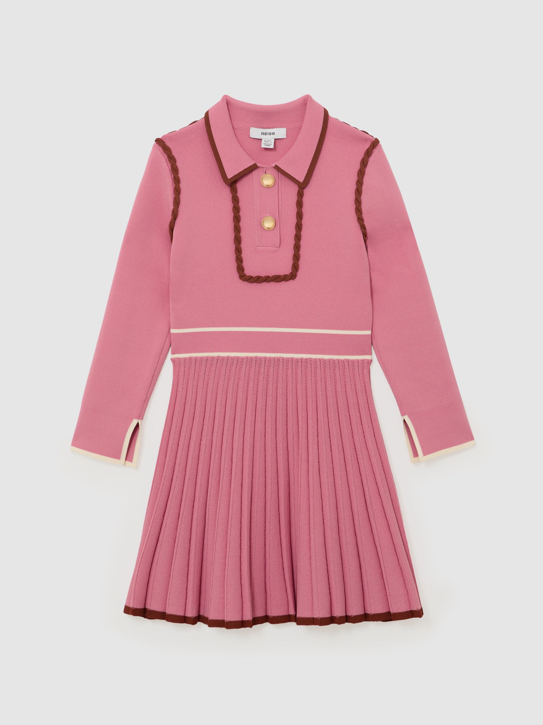 Buy Reiss Pink Freya 3-9 yrs Piped Knitted Skater Dress from Next Australia