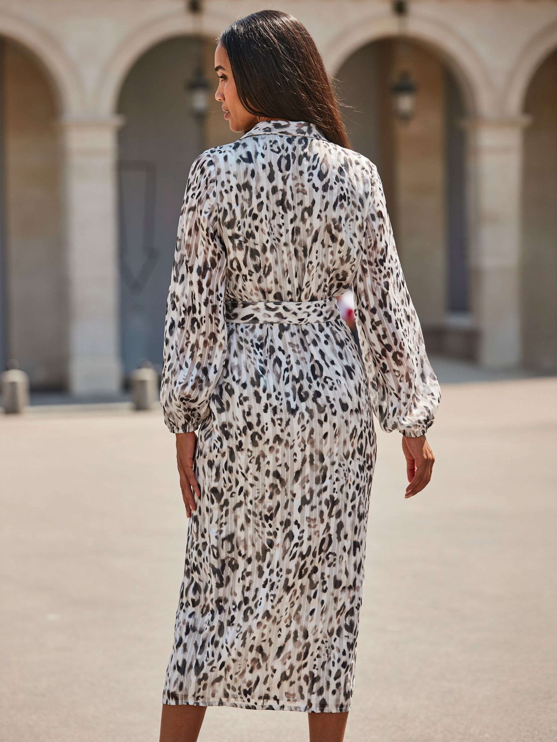 Buy Sosandar Natural Leopard Print Belted Shirt Dress from Next South ...