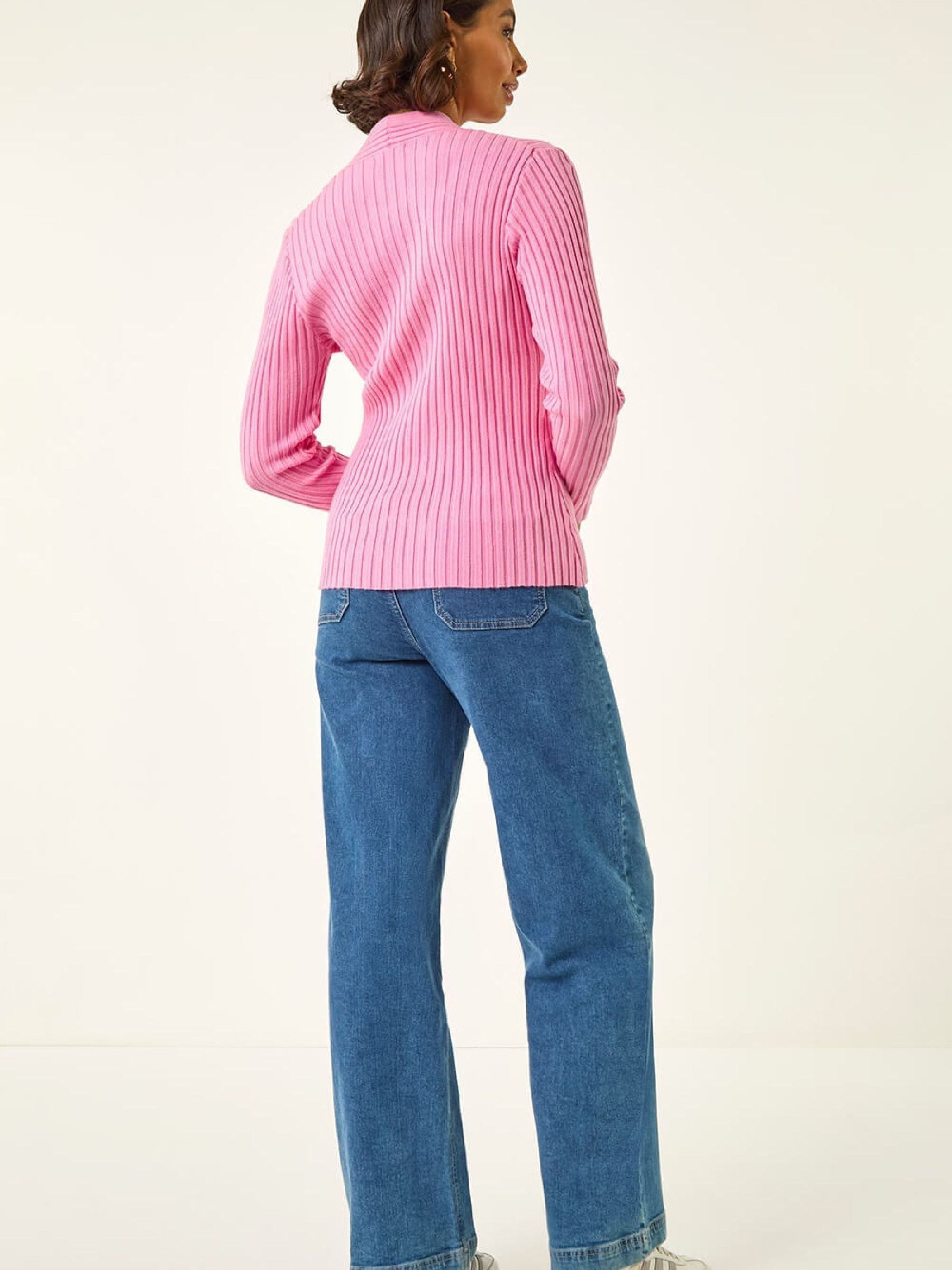 Buy Roman Pink Cable Split Detail Rib Jumper from the Next UK online shop