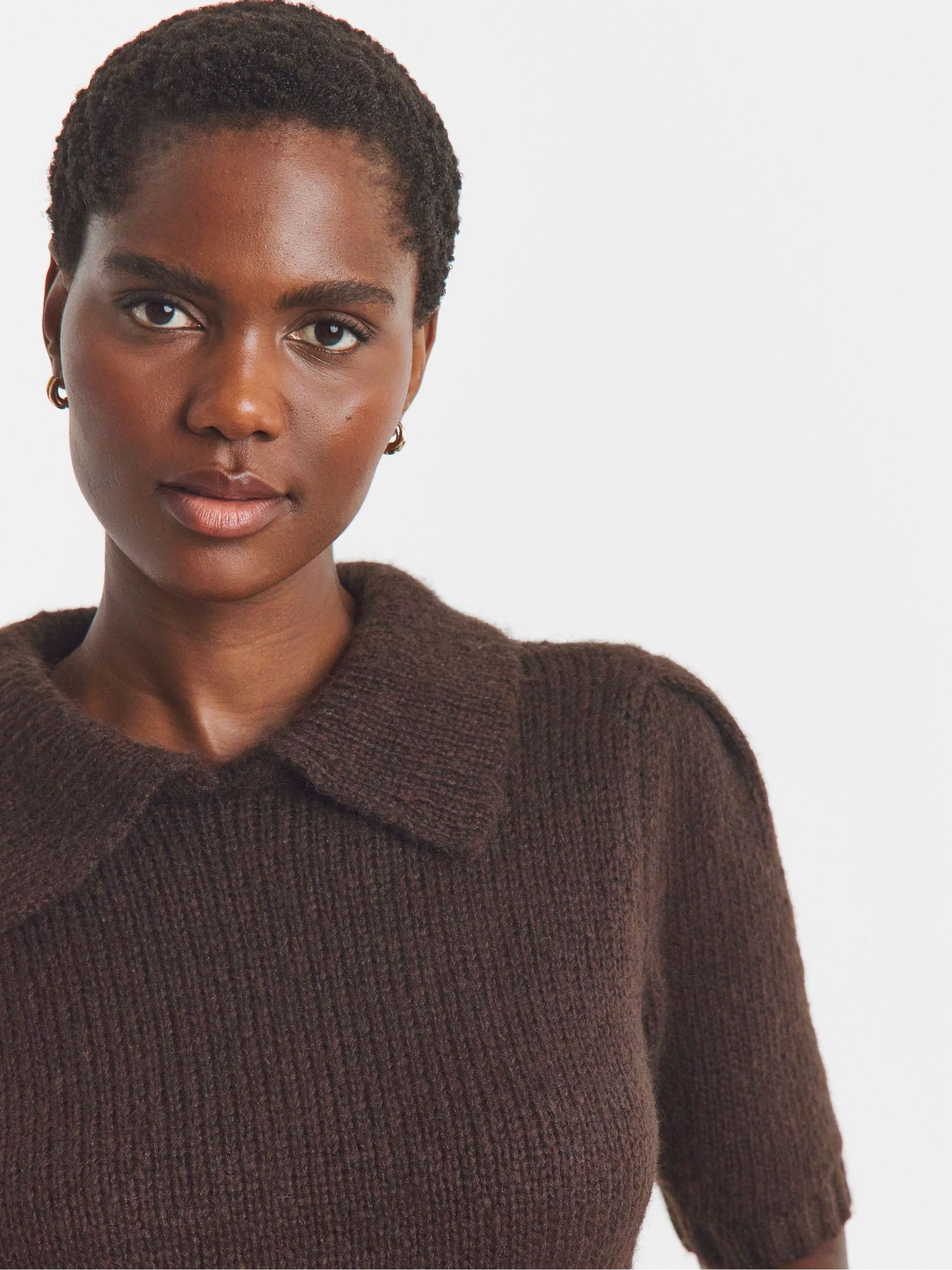 Buy JD Williams Brown Fluffy Collar Jumper from the Next UK online shop