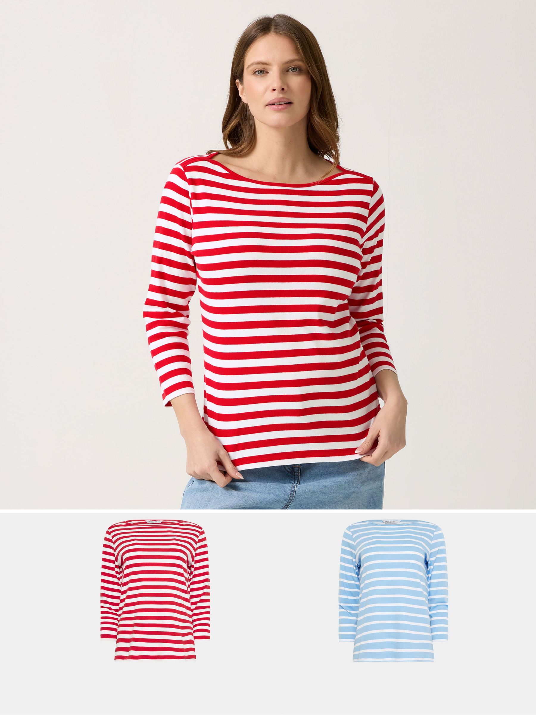 Buy M&Co White Stripe Slash Neck Tops 2 Pack from the Next UK online shop