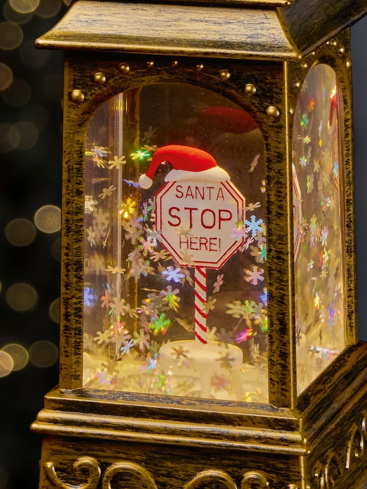 Buy Premier Decorations Ltd 21cm BO Santa Stop Here Snowflake Water ...