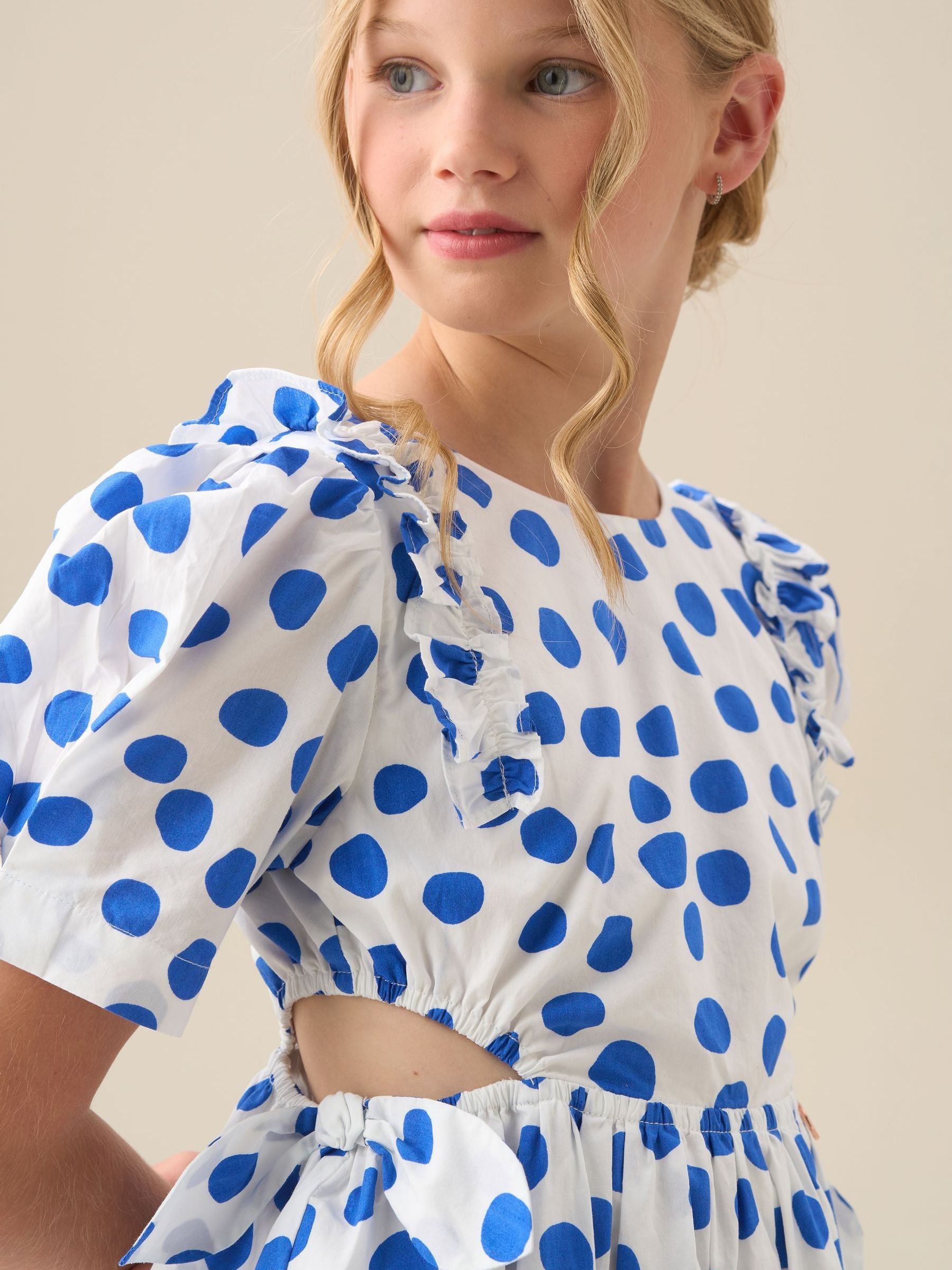 Buy Angel & Rocket Blue Amara Blue Puff Sleeve Spot Dress from Next USA