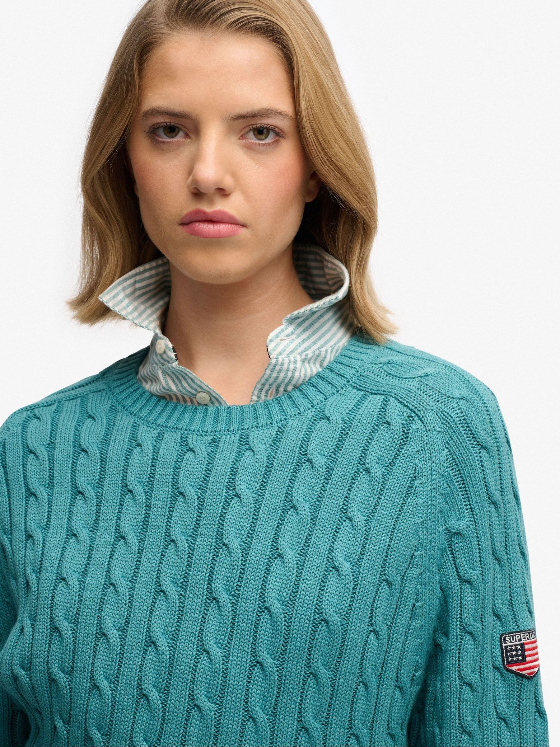 Buy Superdry Teal Slouchy Cable Knit Jumper from the Next UK online shop
