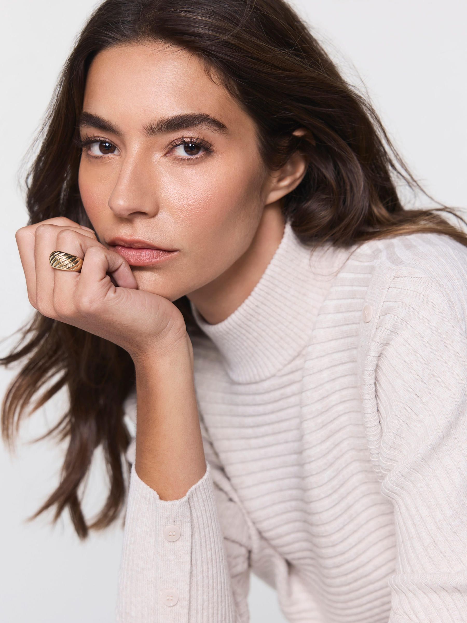 Buy Mint Velvet Cream Neutral Button Detail Ribbed Jumper from the Next ...