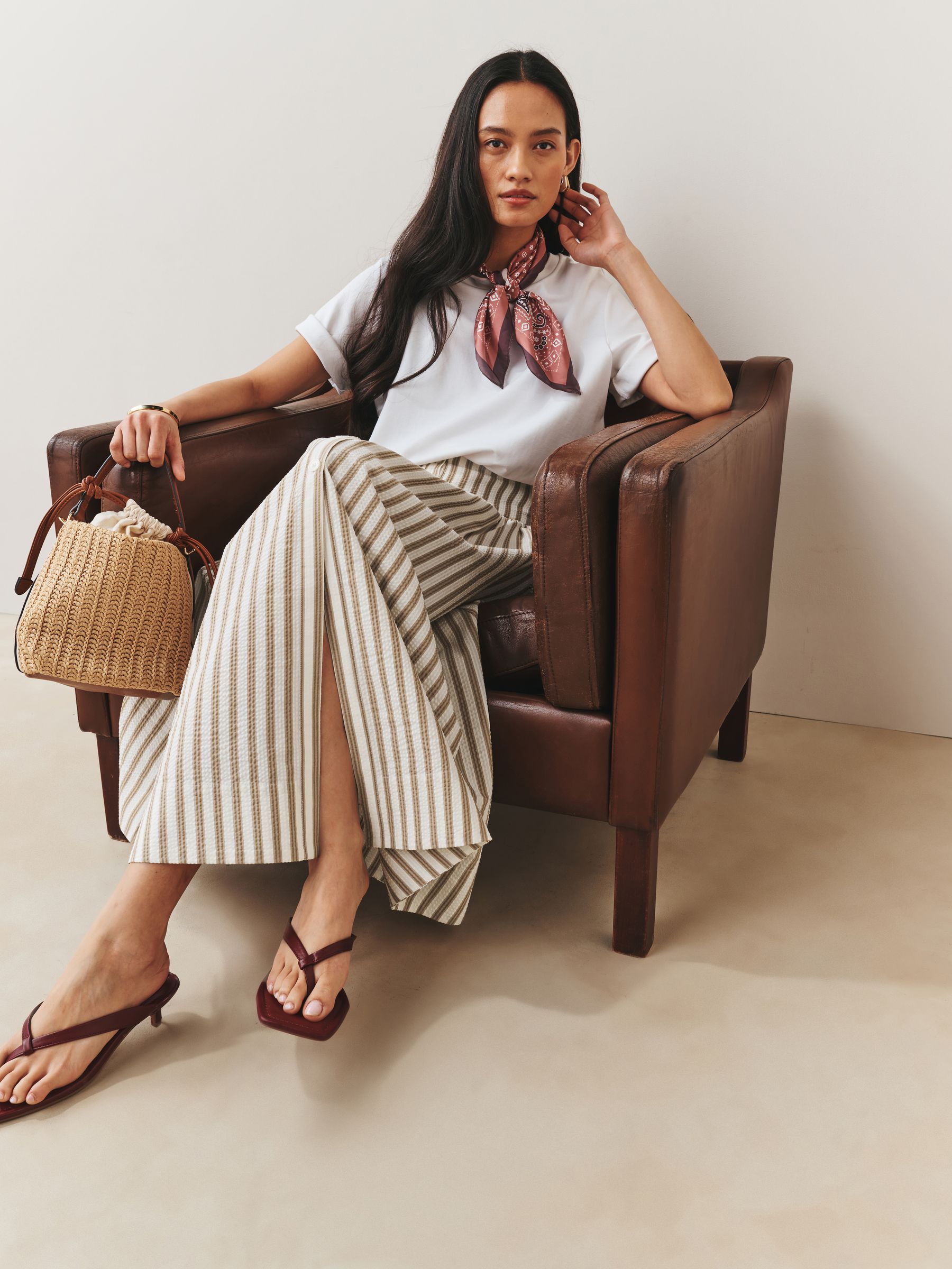 Buy Neutral Stripe Button Down Maxi Skirt from the Next UK online shop