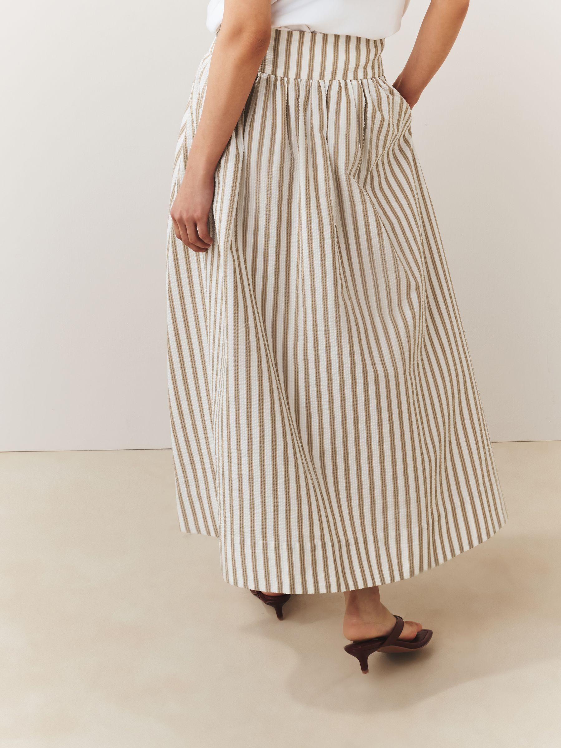 Buy Neutral Stripe Button Down Maxi Skirt from the Next UK online shop