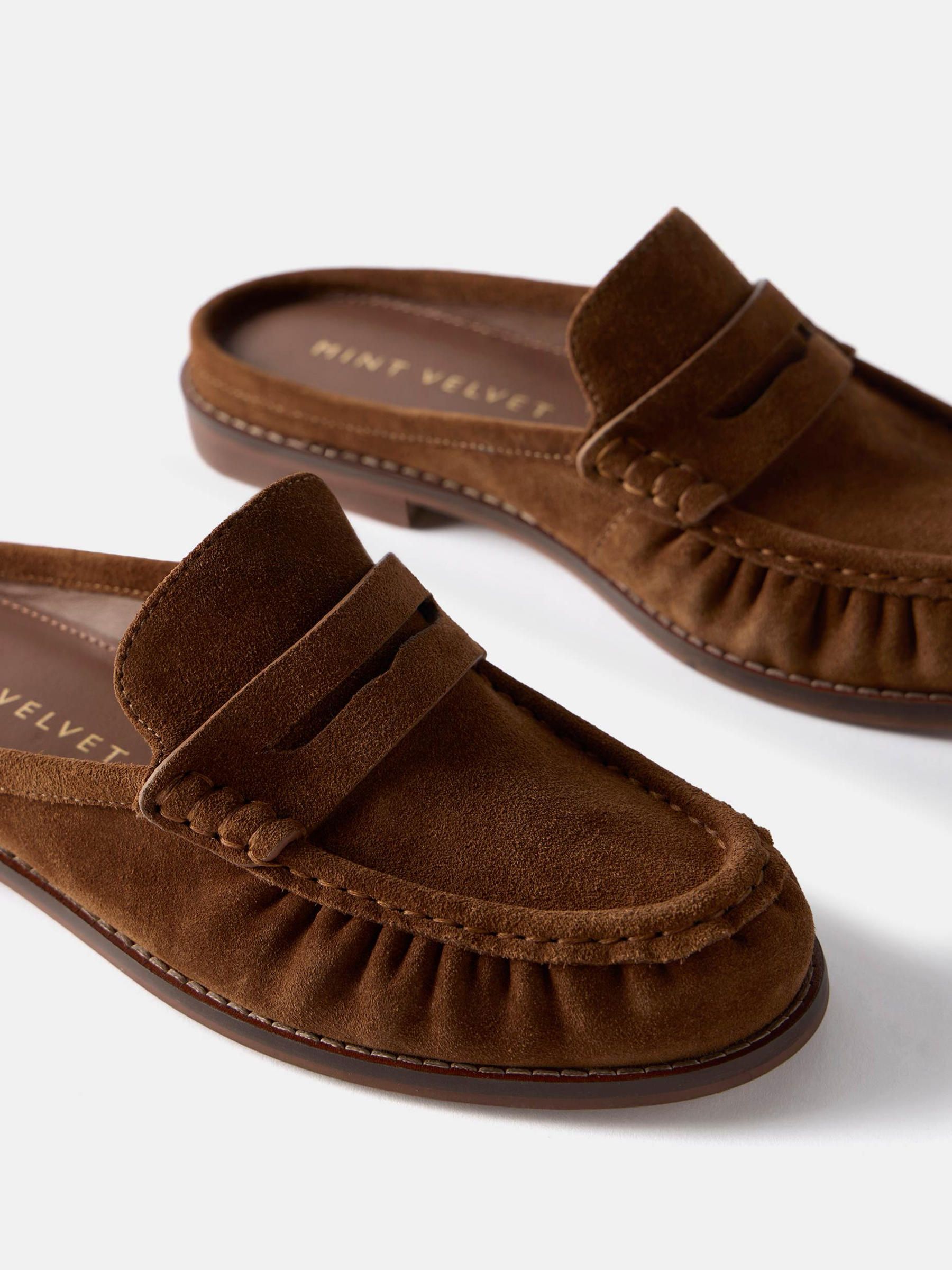 Buy Brown - Mint Velvet Lyla Suede Backless Loafers from Next Israel