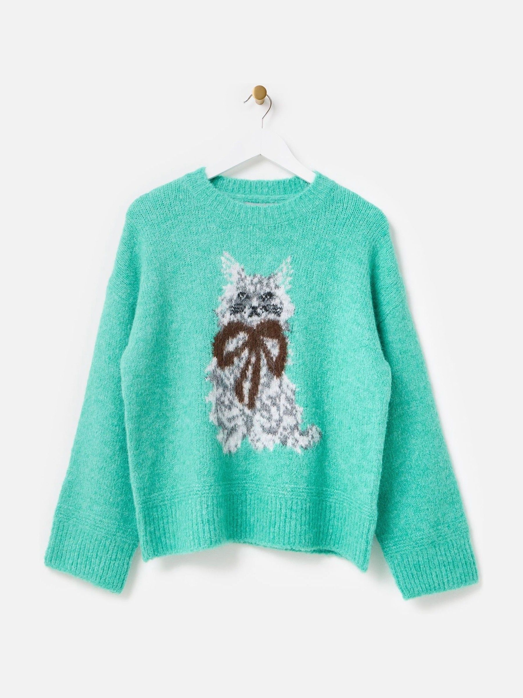 Buy Oliver Bonas Green Cat Crew Neck Knitted Jumper from the Next UK ...