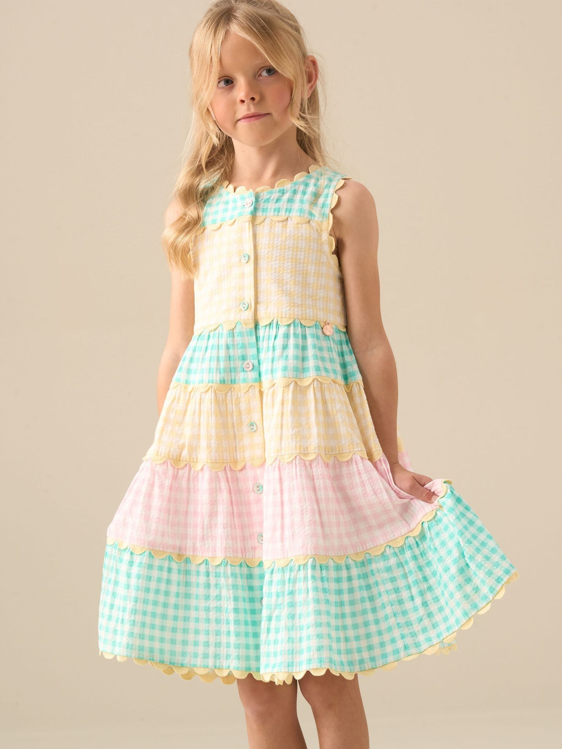 Buy Angel & Rocket Ginny Pastel Gingham Bow Waist Dress from Next Portugal