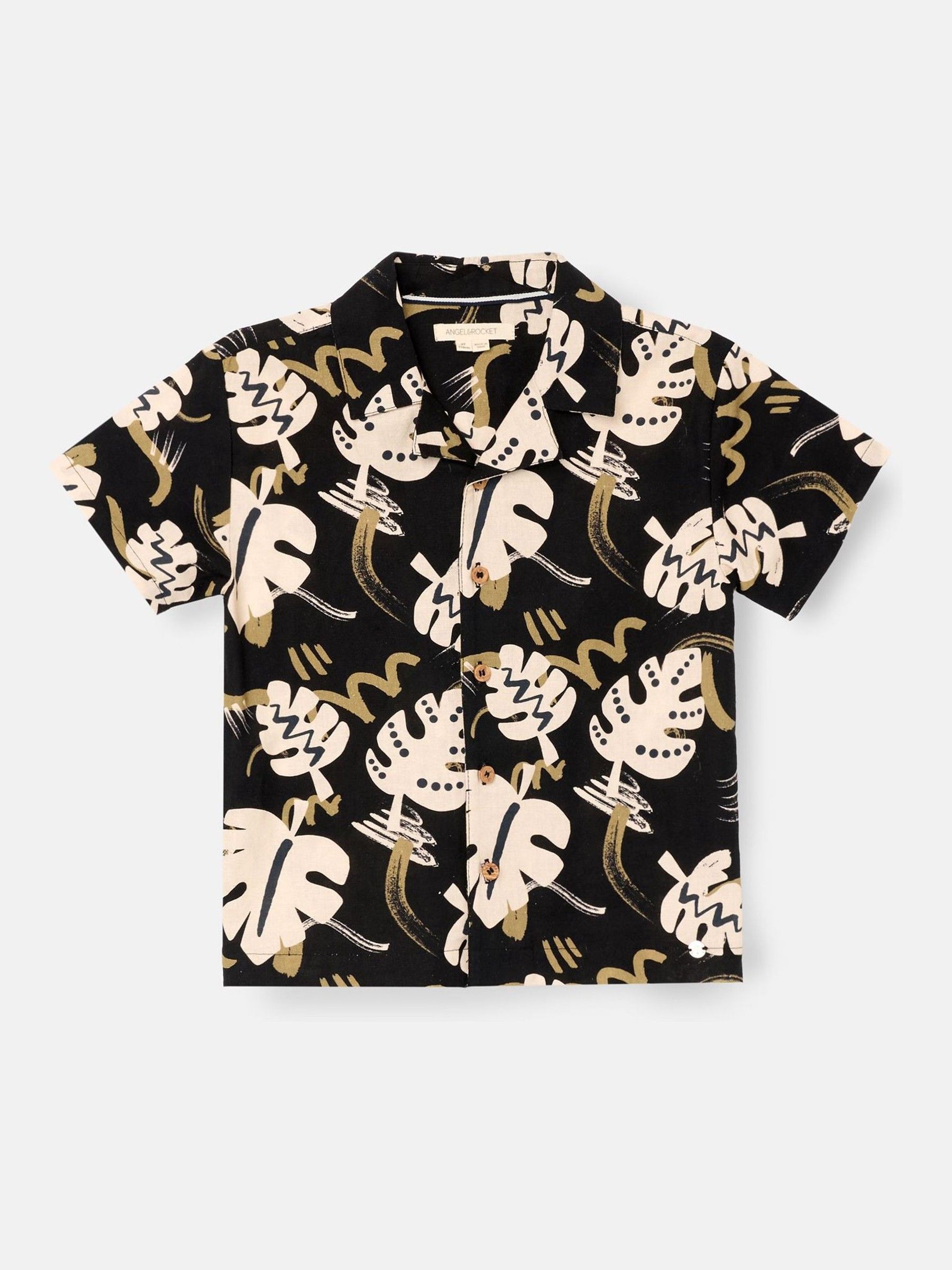 Buy Angel & Rocket Black Finn Leaf Print Textured Shirt from the Next ...