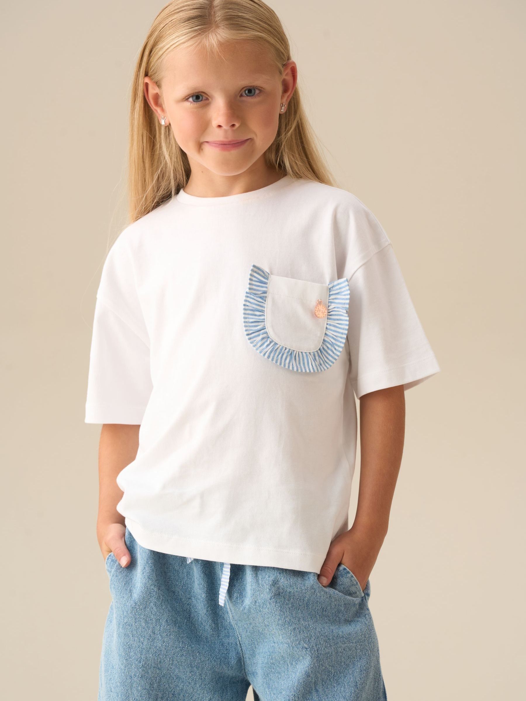 Buy Angel & Rocket Lacey Frill Pocket Oversized T-Shirt from Next Egypt
