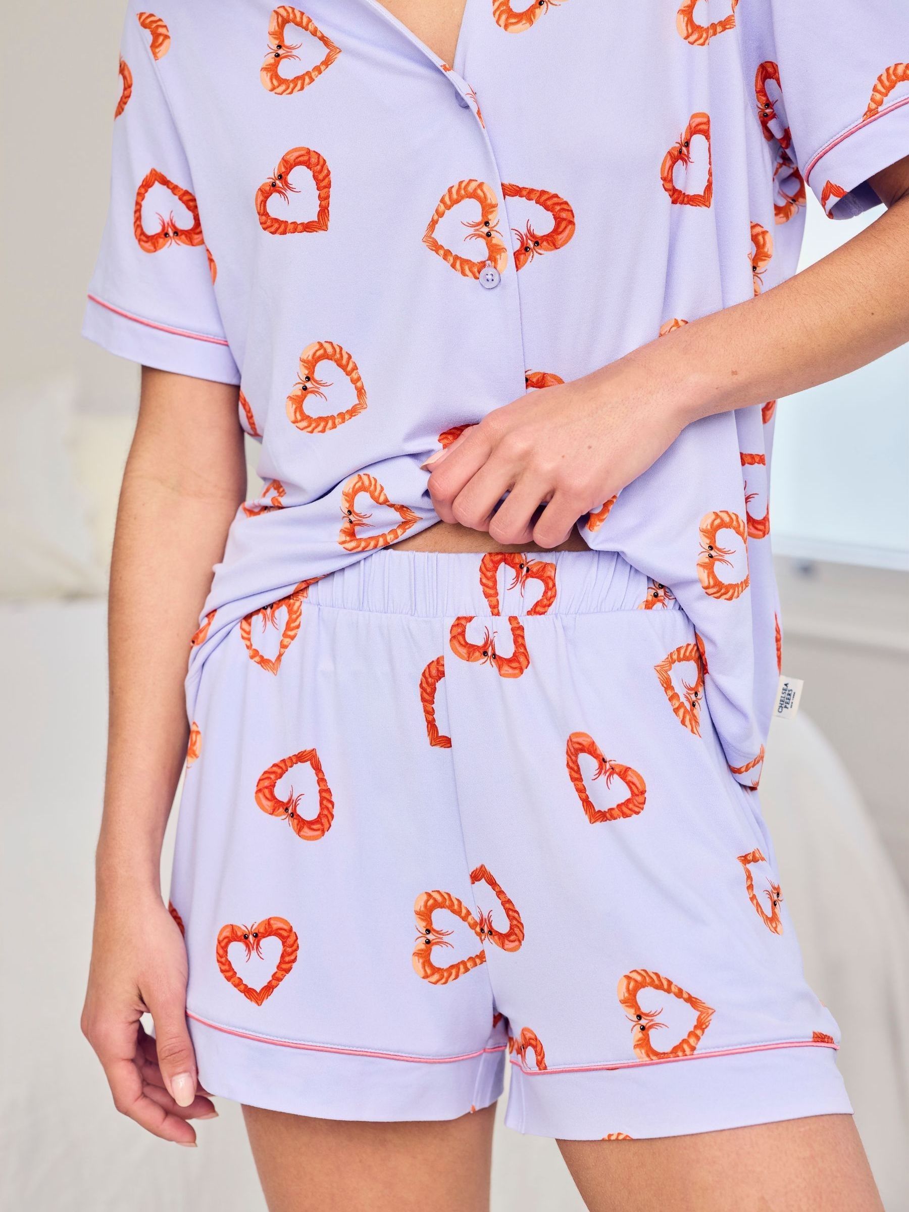 Buy Chelsea Peers Purple Short Pyjamas Maternity Shrimp Heart Print ...