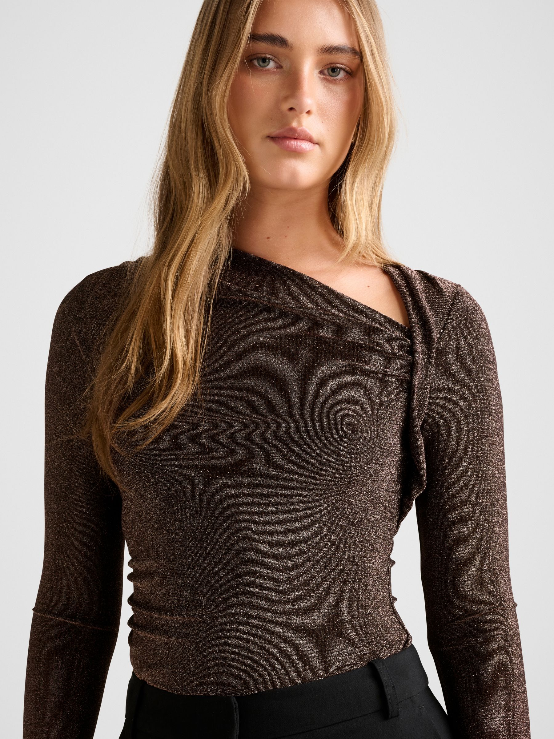 Buy Forever New Roma Glitter Asymmetrical Neck Top from Next Czech Republic
