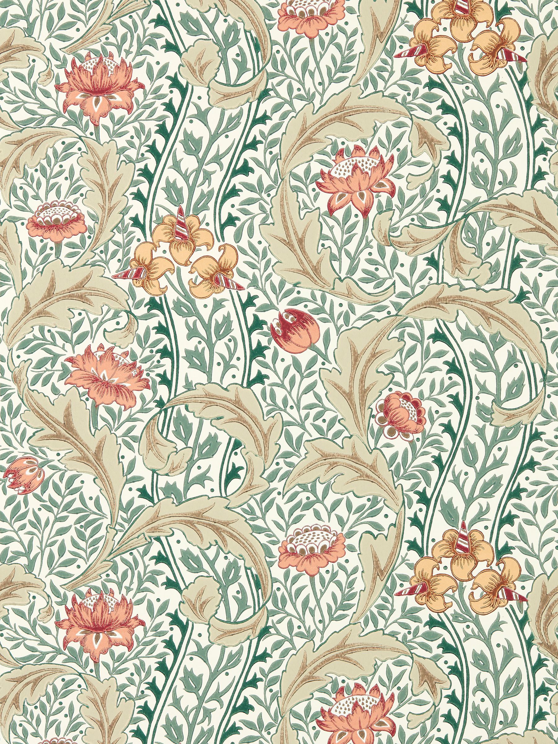 Buy Morris & Co CoralTeal Wild Tulip Vine Unfinished Works A4 Wallpaper ...
