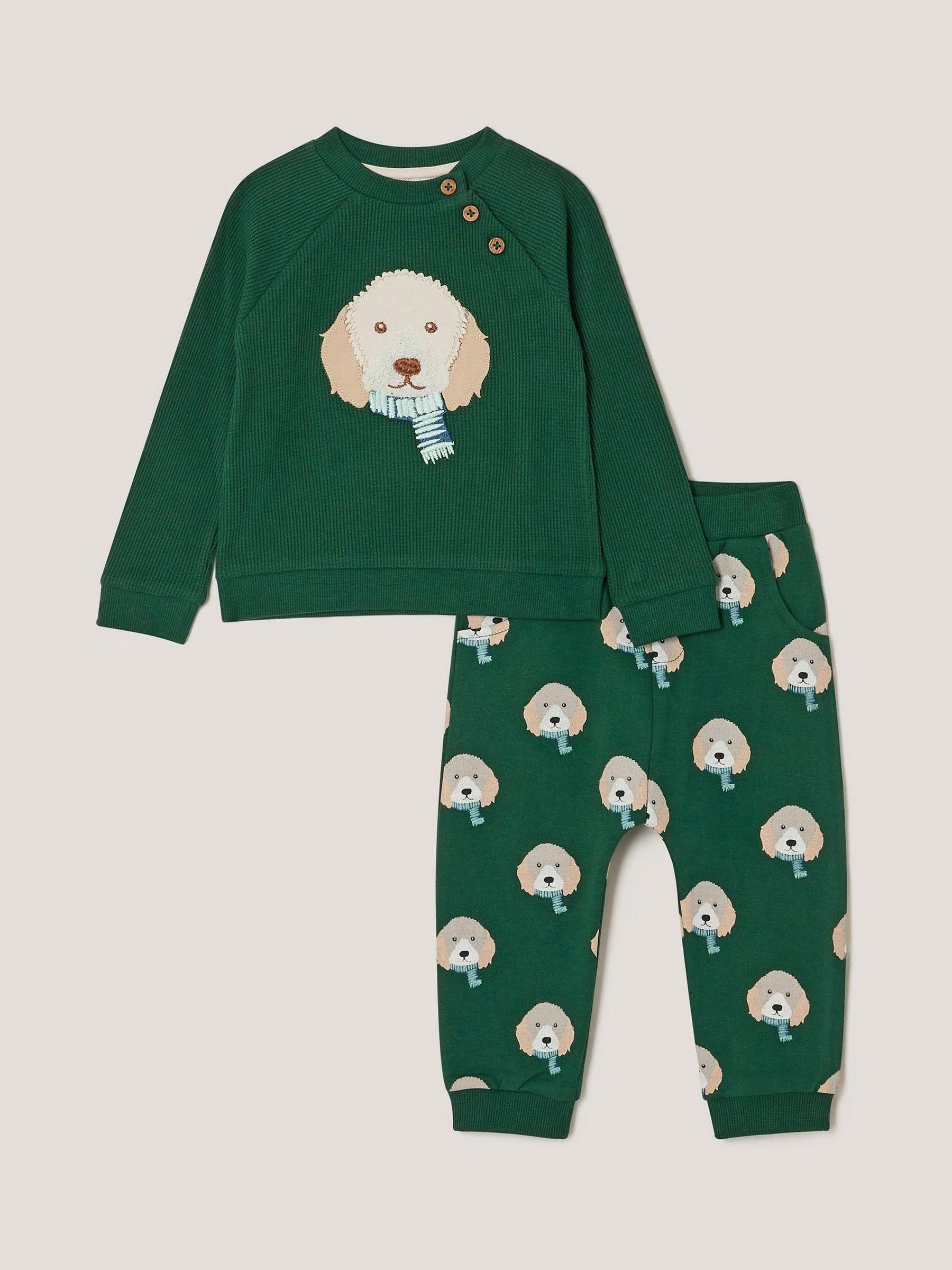 Buy Monsoon Green Baby Digby Dog Jumper & Joggers Set from Next Saudi ...