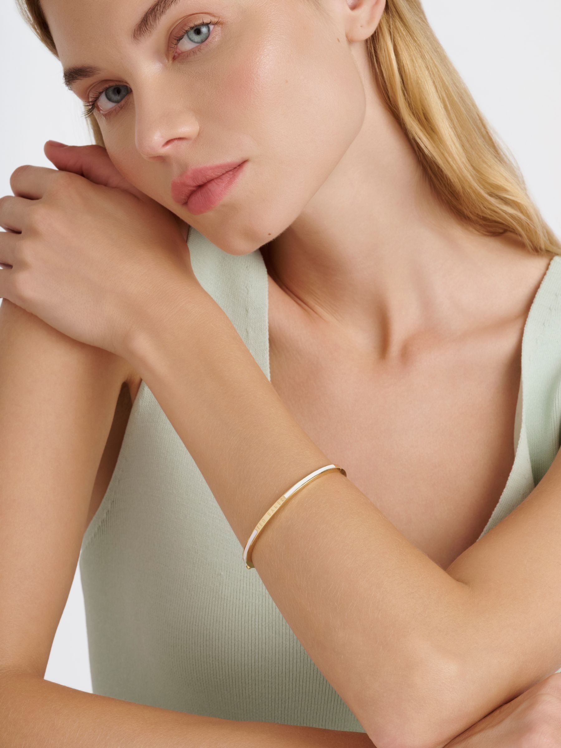 Buy Ted Baker Gold Tone/White Roley Classic Colour Enamel Slim Bangle ...