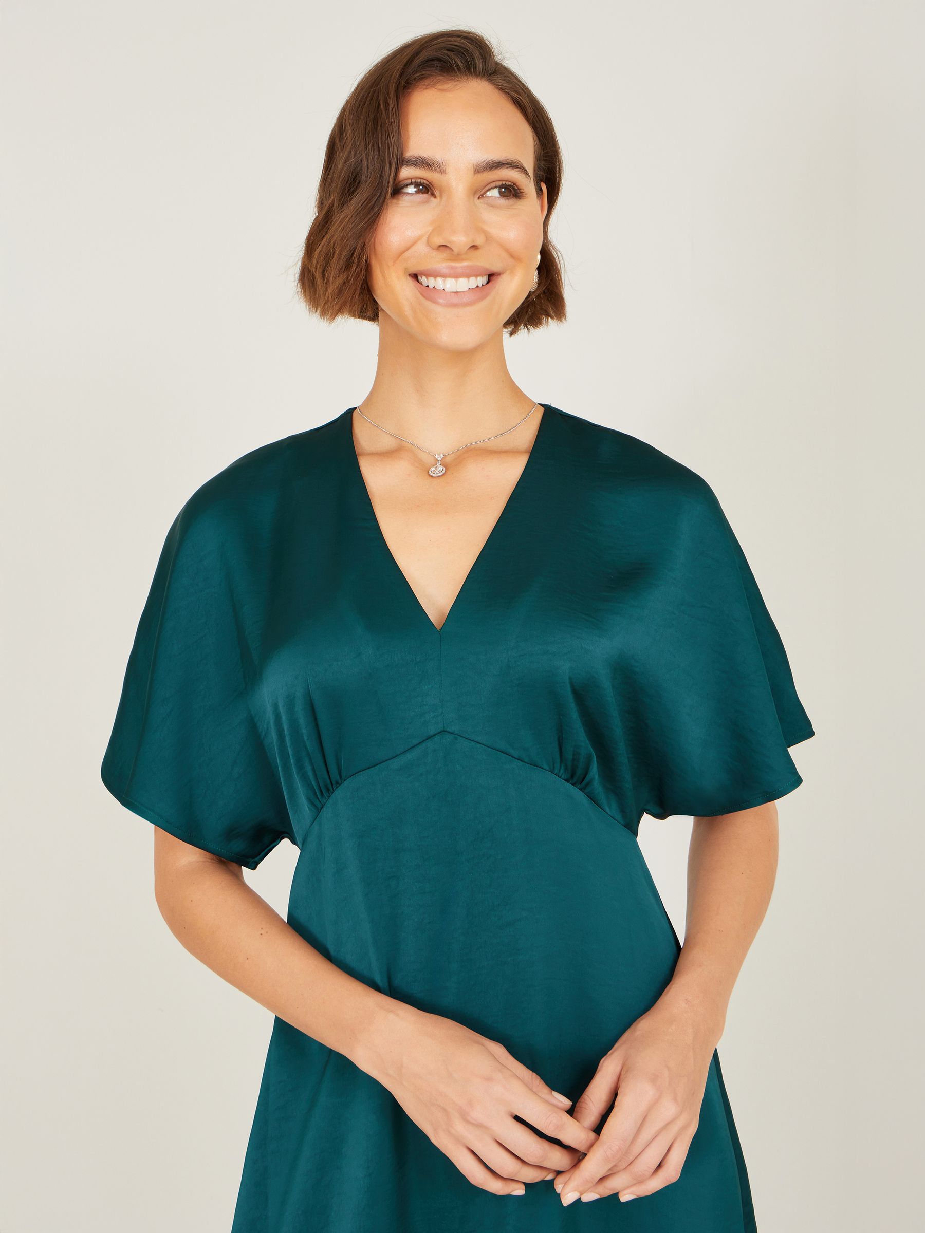 Buy Yumi Green Satin Midi Kimono Dress from Next Ireland