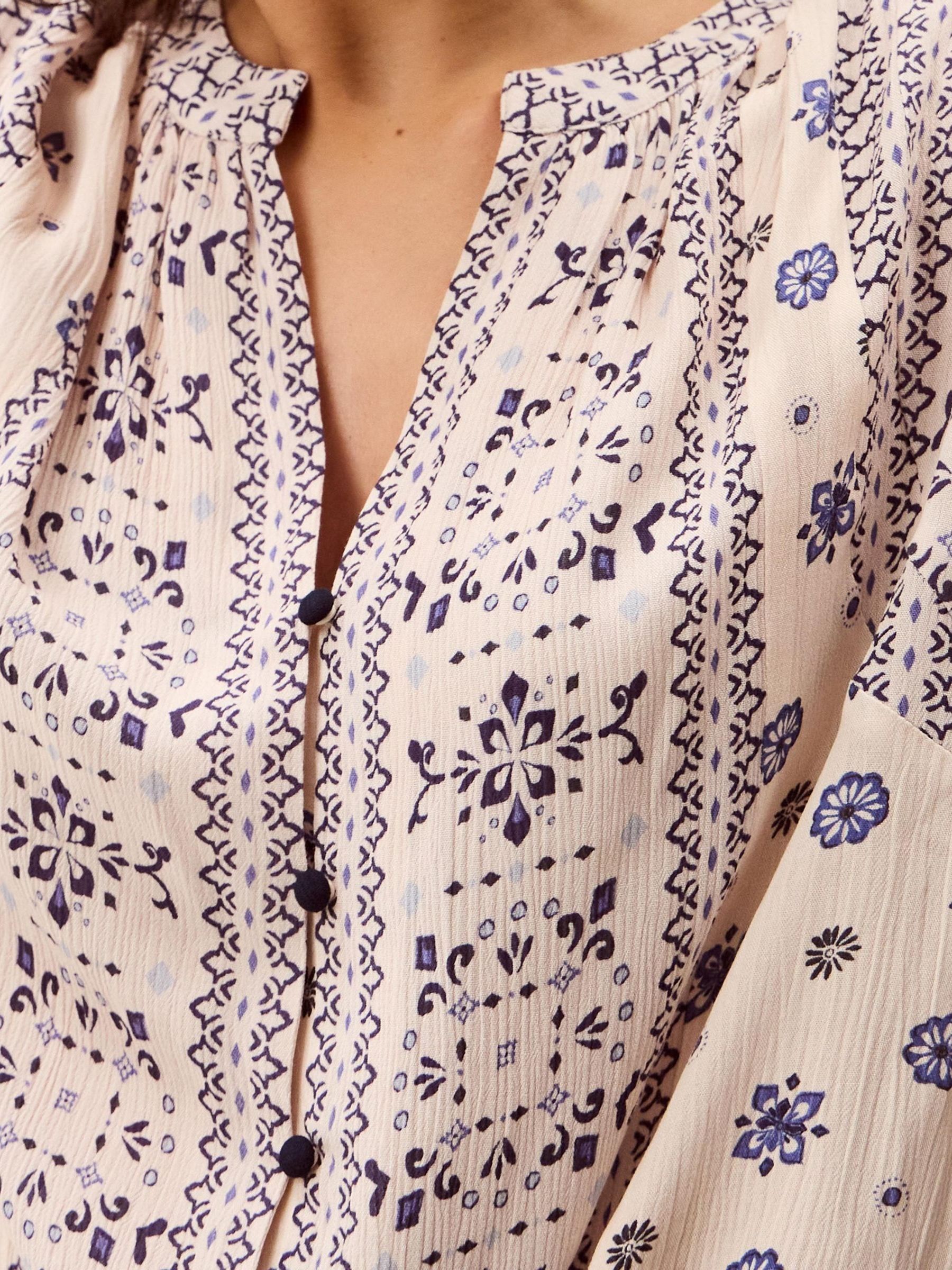 Buy Monsoon Cream Bonny V-Neck Geometric Print Long Sleeve Blouse from ...
