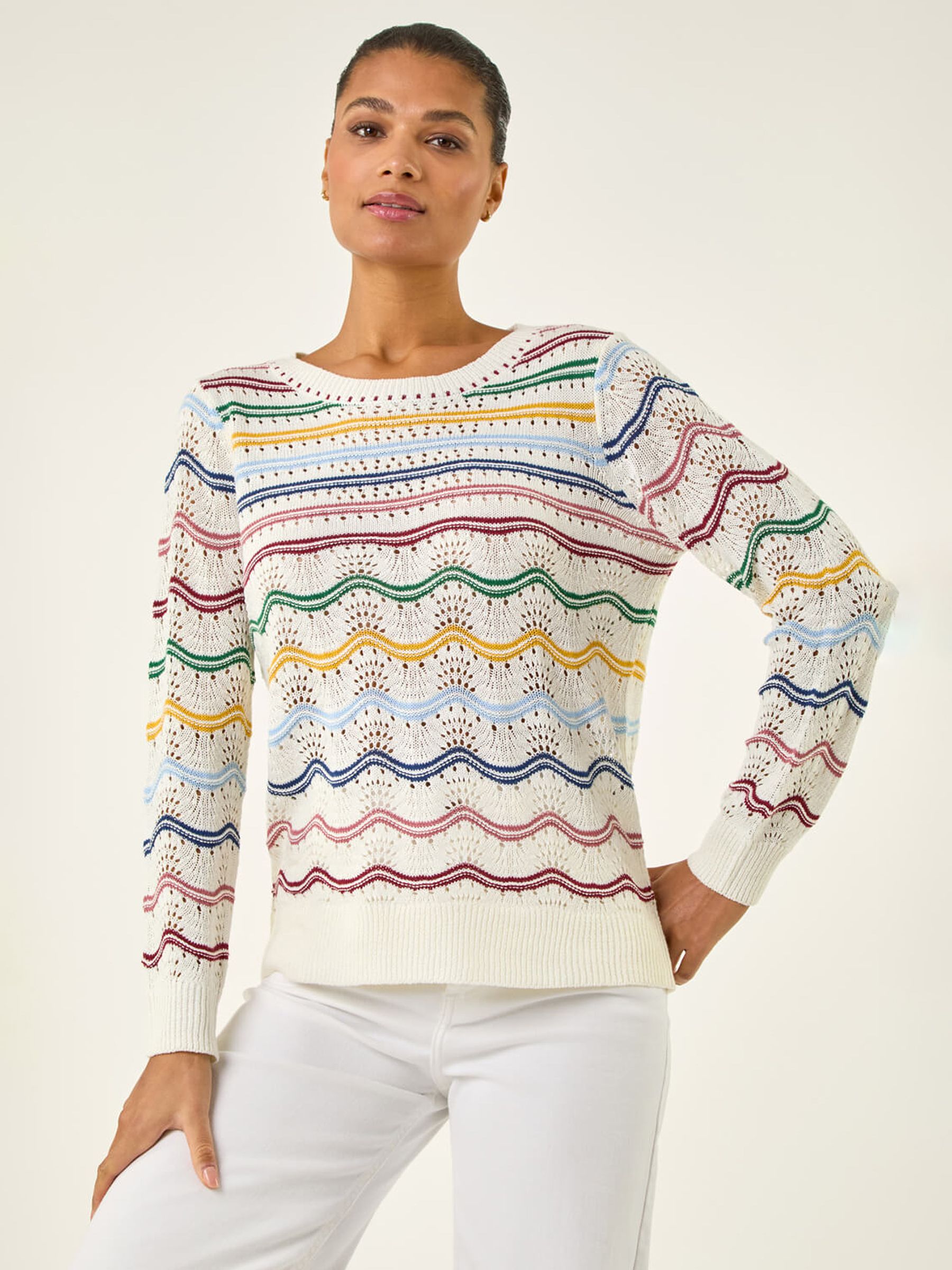 Buy Roman White Stripe Wave Knit Jumper from the Next UK online shop