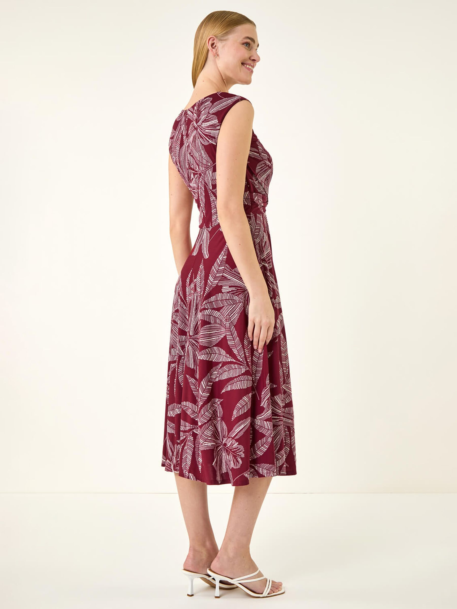 Buy Roman Red Leaf Print Twist Front Stretch Dress from the Next UK ...