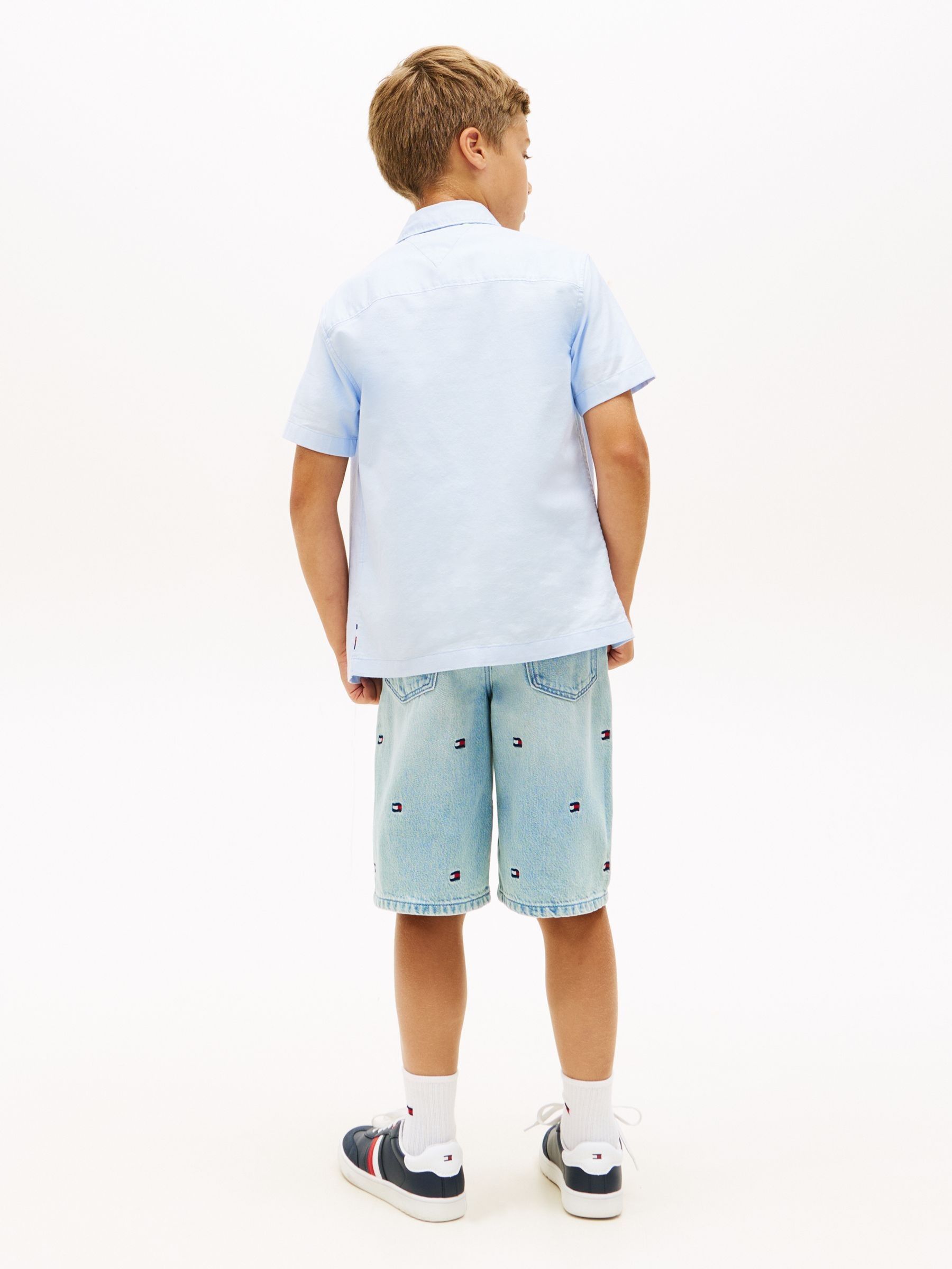 Buy Tommy Hilfiger Blue Essential Flag Embroidery Short Sleeve Oxford ...