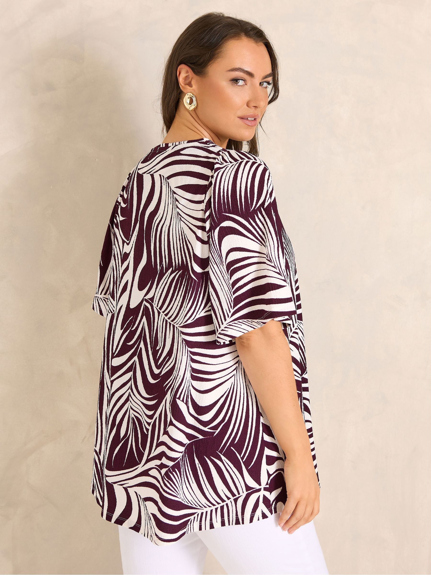 Buy Evans Red Palm Print Pleated Front Angel Sleeve Blouse from the ...