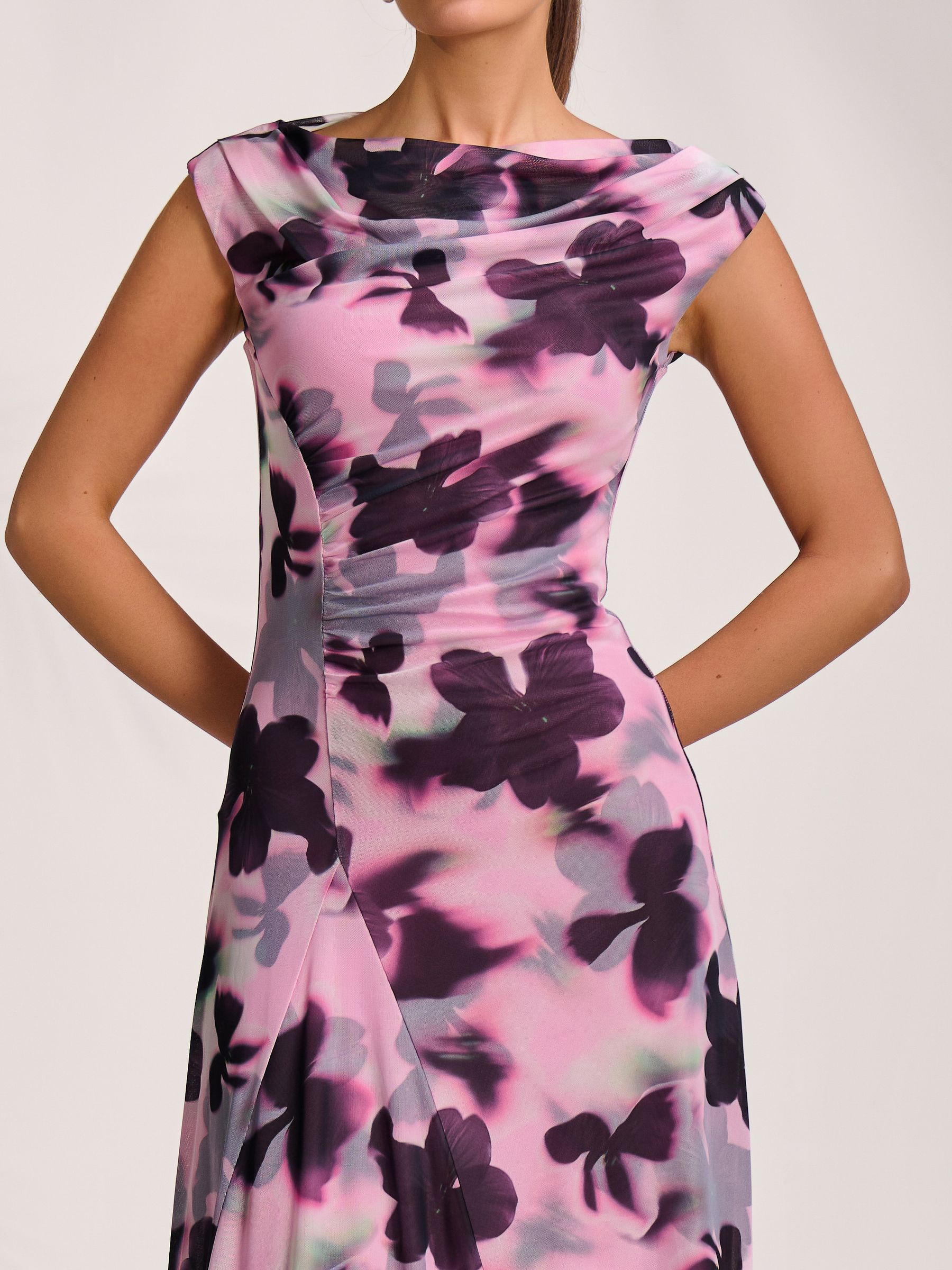 Buy Jolie Moi Pink Asymmetric Draped Mesh Midaxi Dress from the Next UK ...