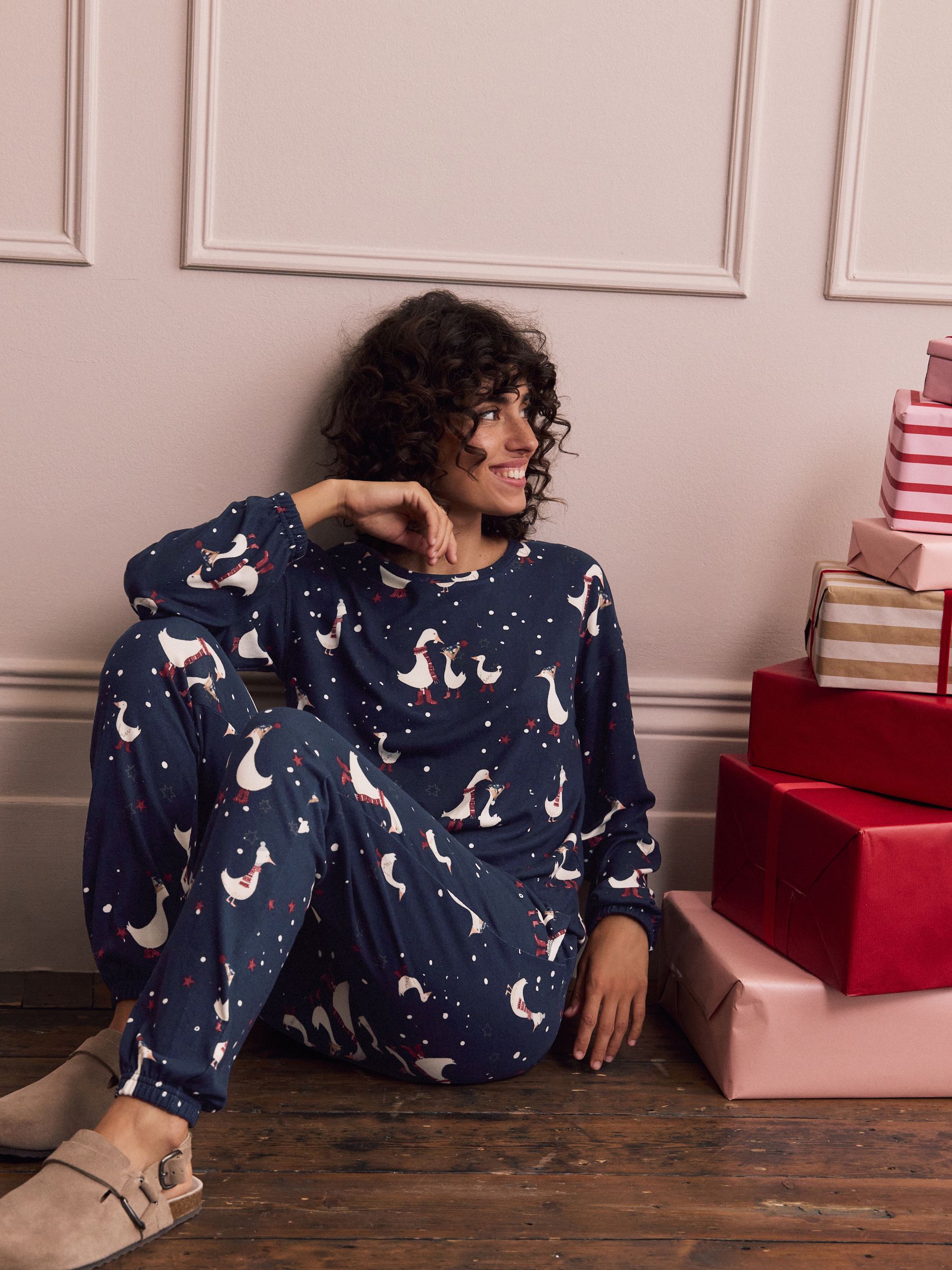 Buy Navy Duck Cosy Long Sleeve Pyjamas from Next USA