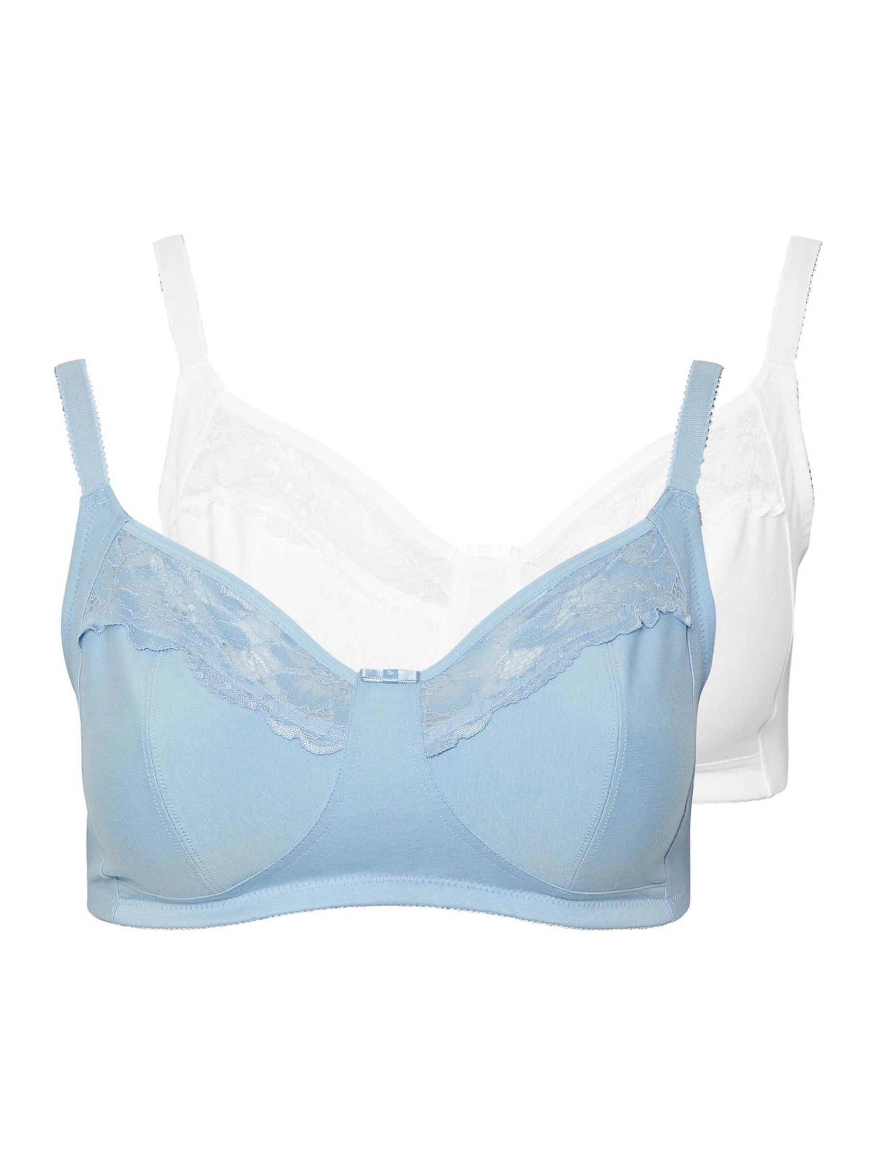 Buy Yours Curve Blue Lace Cotton Bras 2 Pack from the Next UK online shop
