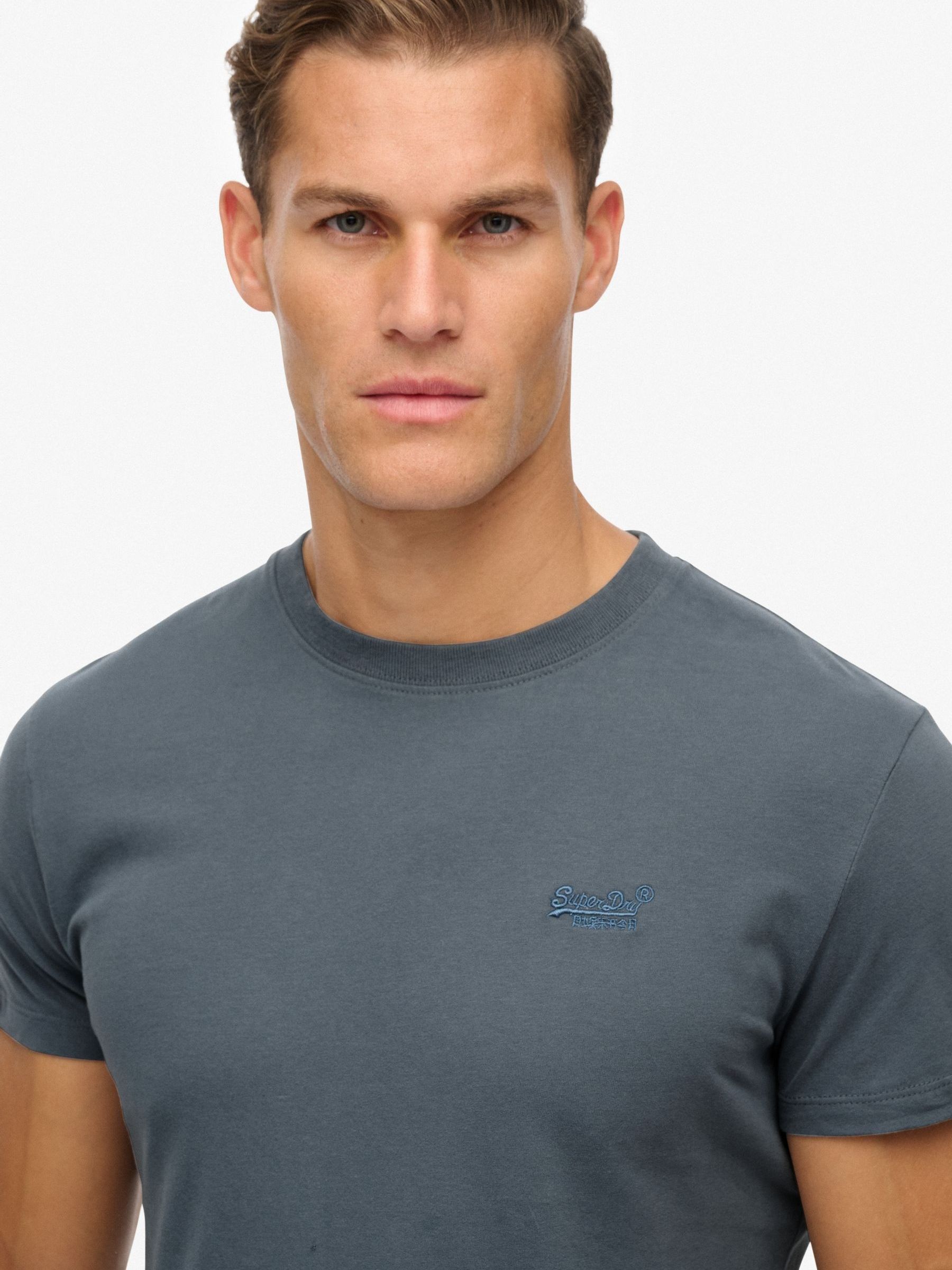 Buy Superdry Greyish Blue Essential Logo Embroidery T-Shirt from the ...