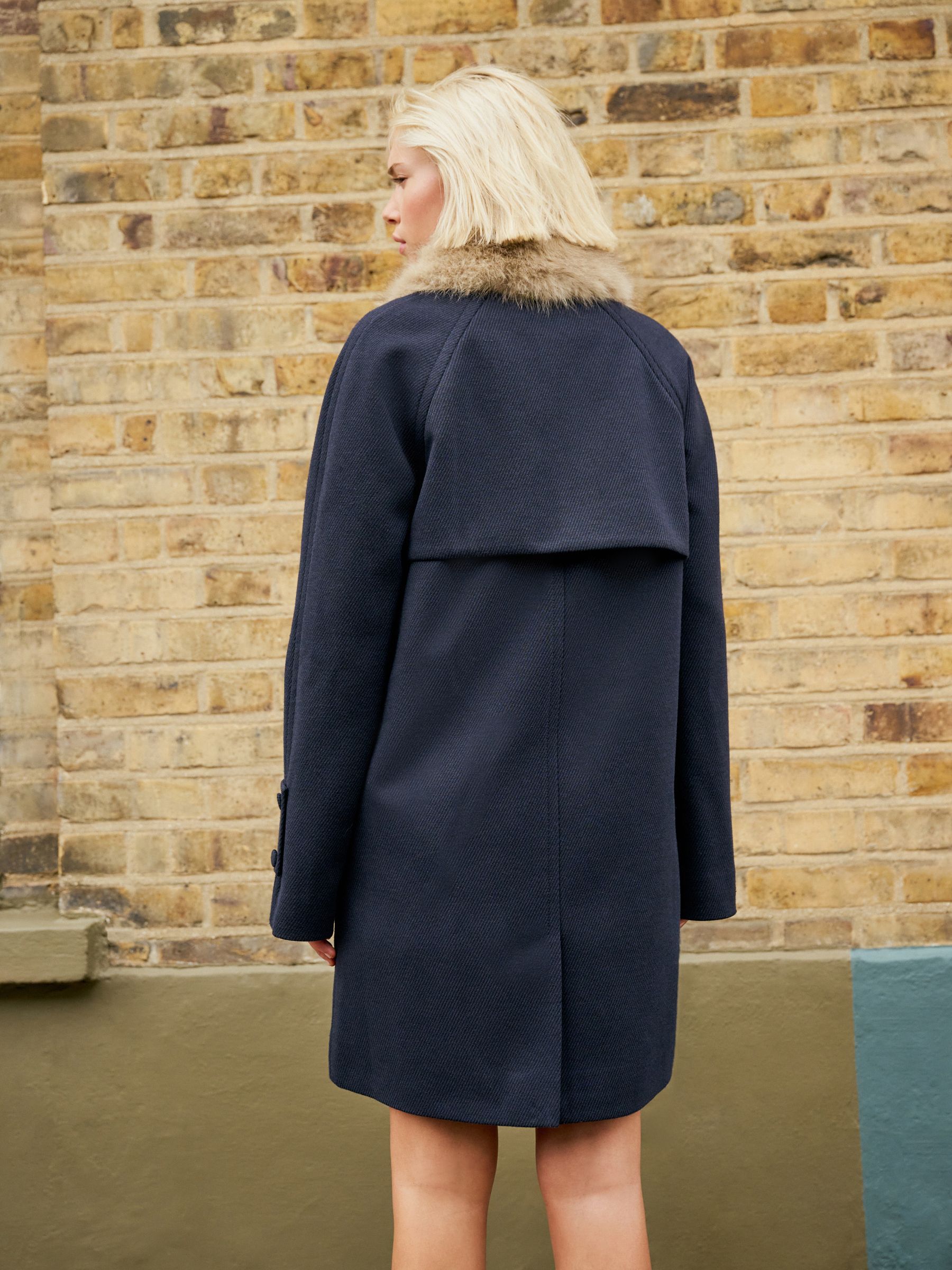 Buy Navy Detachable Faux Fur Collar Dolly Coat from Next Australia