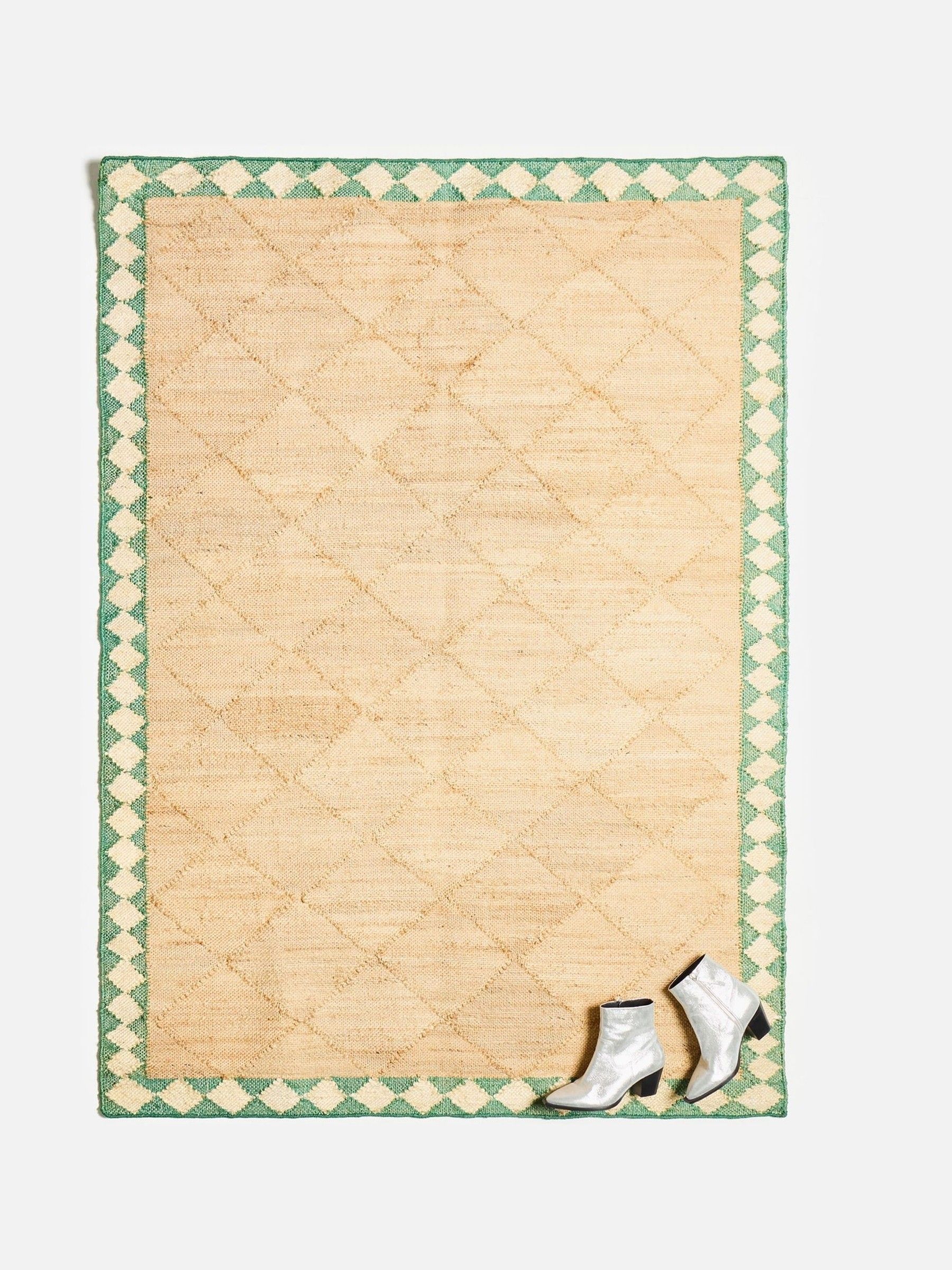 Buy Oliver Bonas Natural Milos Diamond Bordered Jute Rug from the Next ...