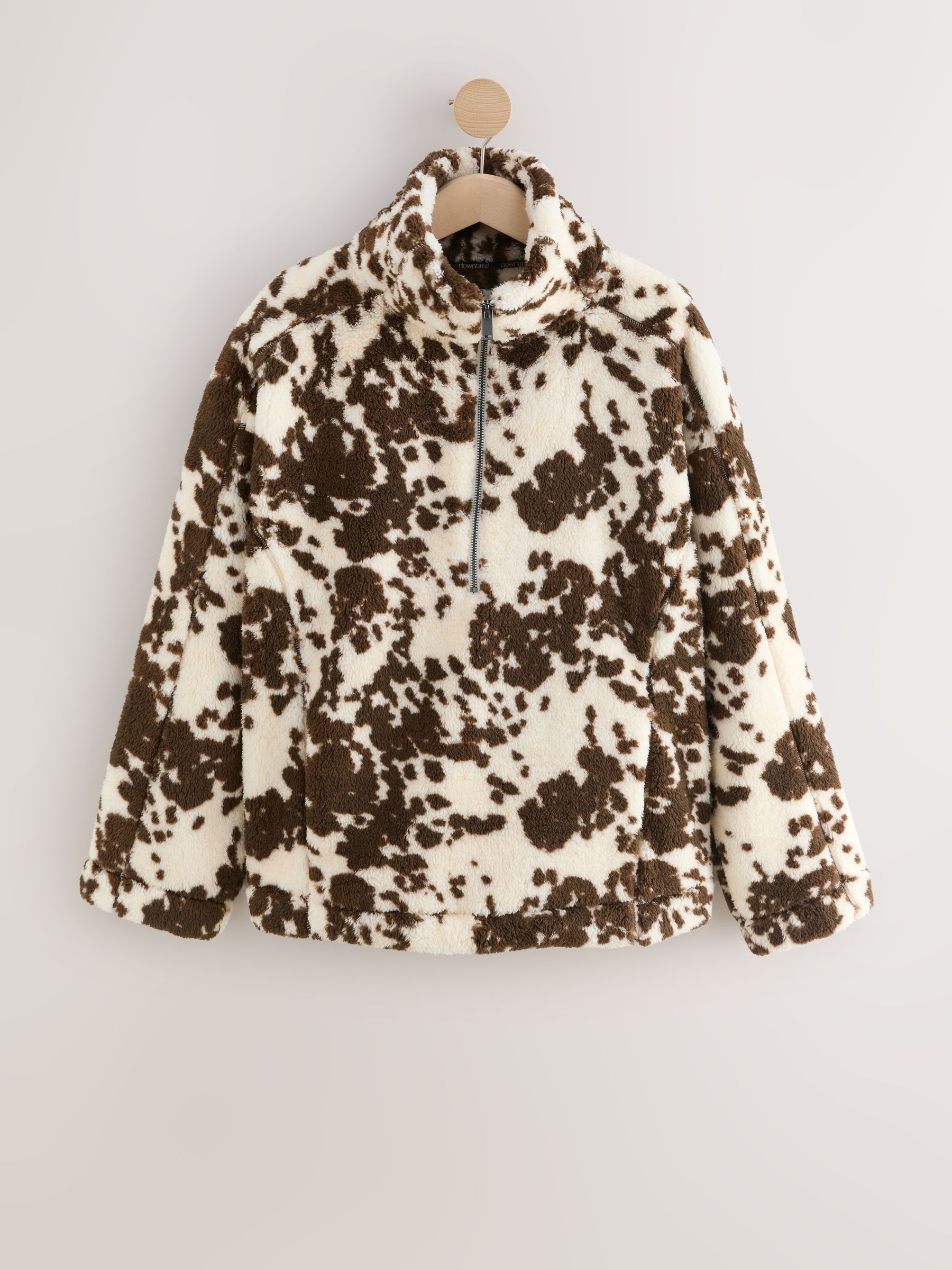 Buy Brown Cow Print Borg Half Zip Fleece from the Next UK online shop