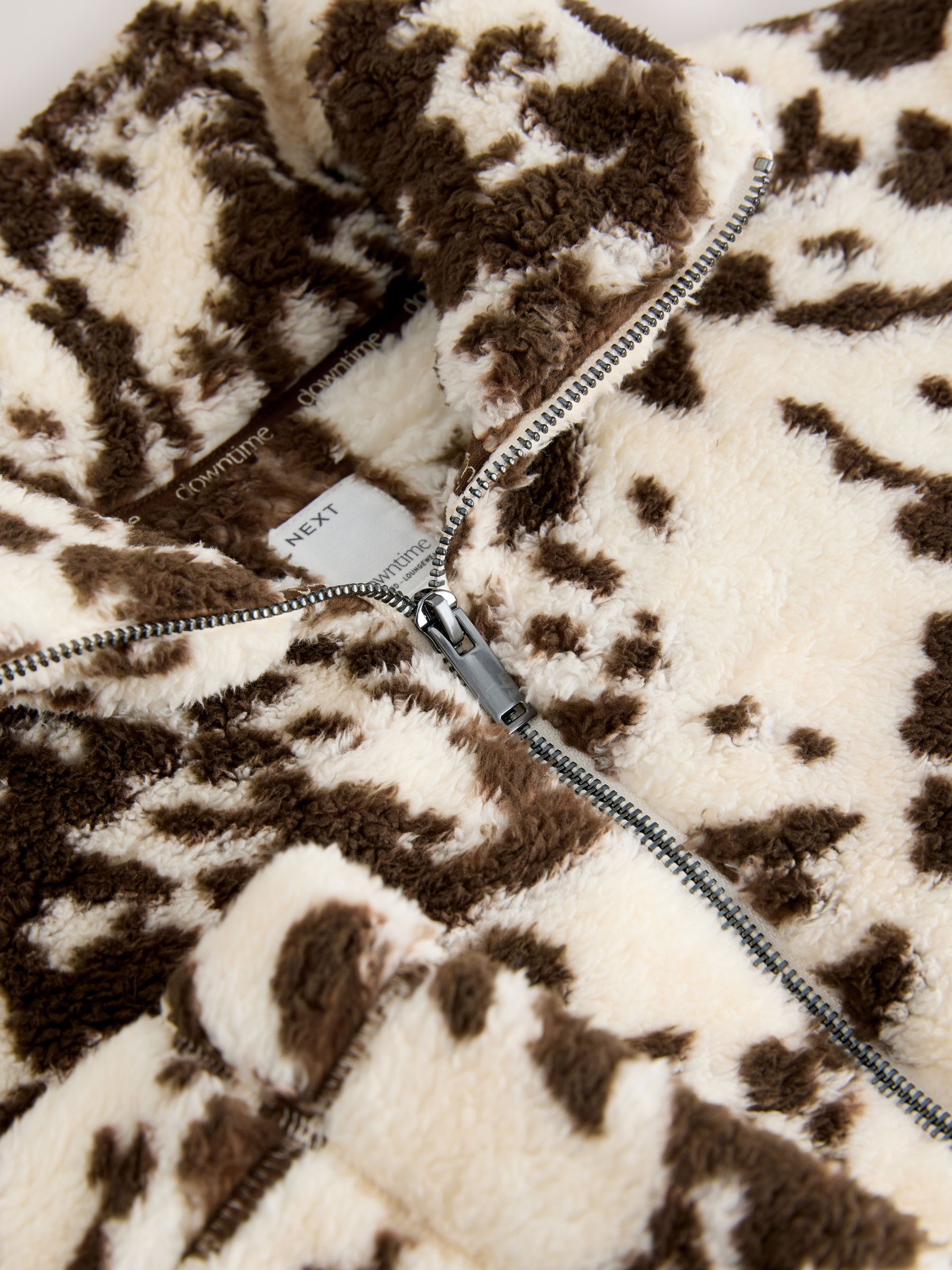 Buy Brown Cow Print Borg Half Zip Fleece from the Next UK online shop