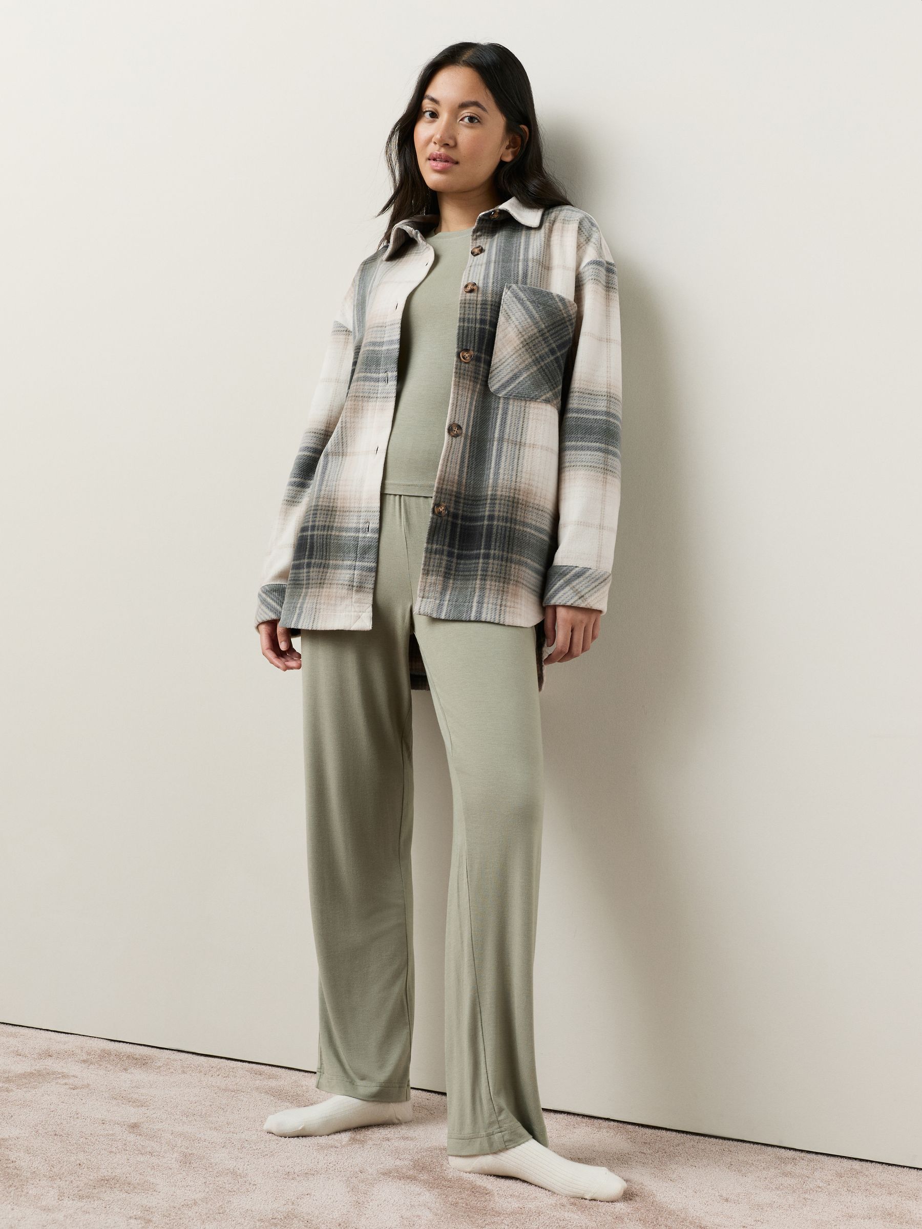 Buy Black/White Check Polar Fleece Shacket from the Next UK online shop
