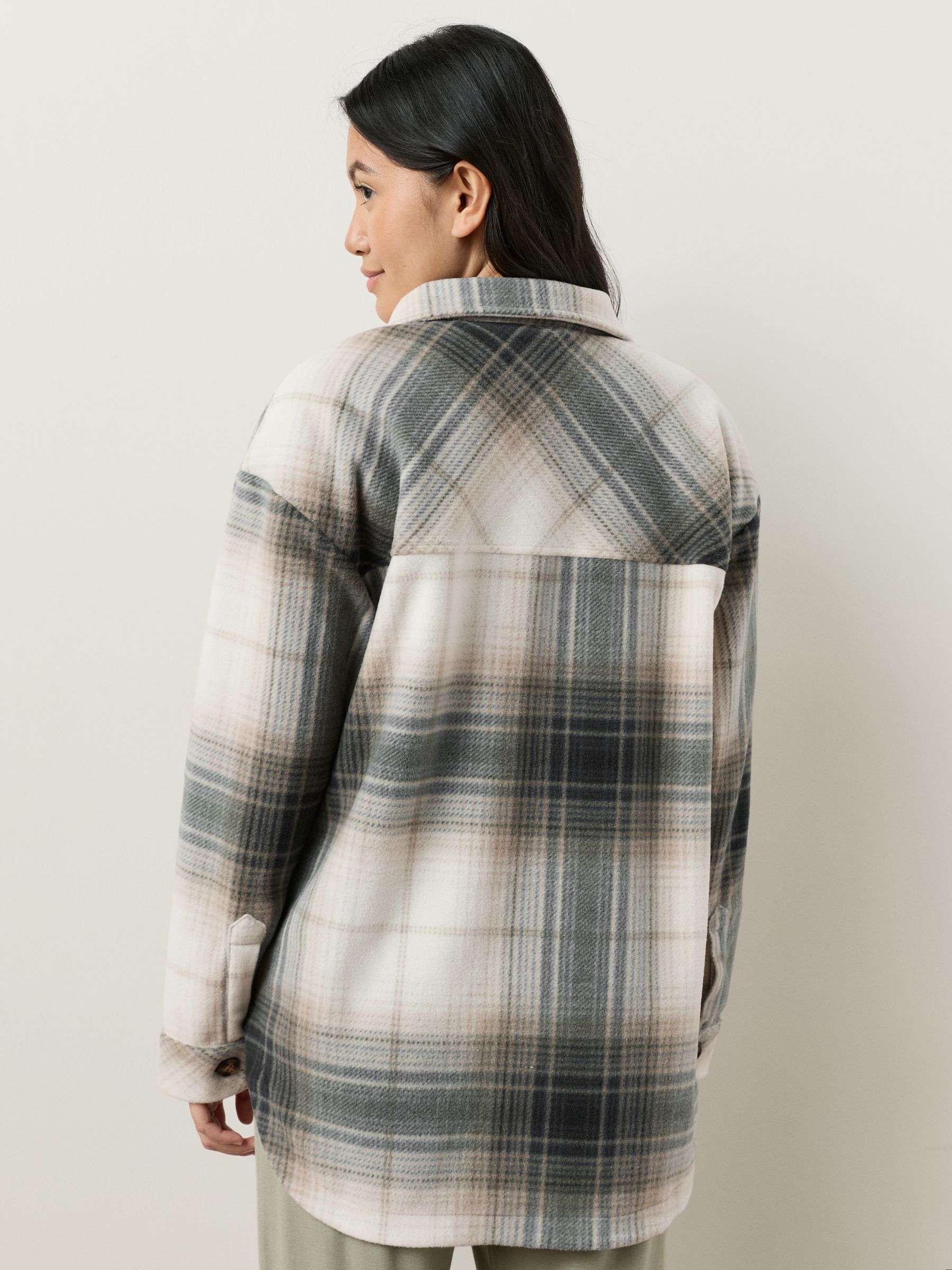 Buy Black/White Check Polar Fleece Shacket from the Next UK online shop