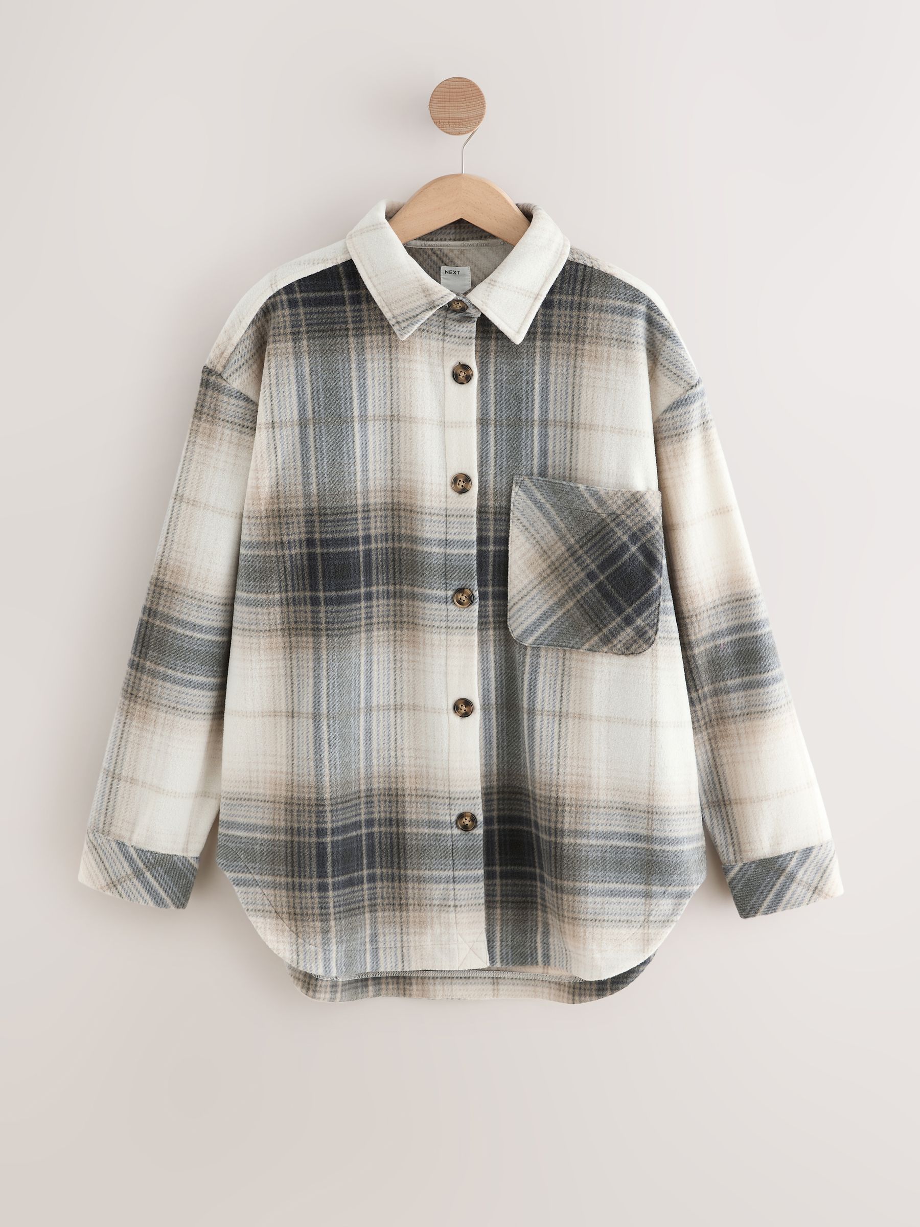 Buy Black/White Check Polar Fleece Shacket from the Next UK online shop