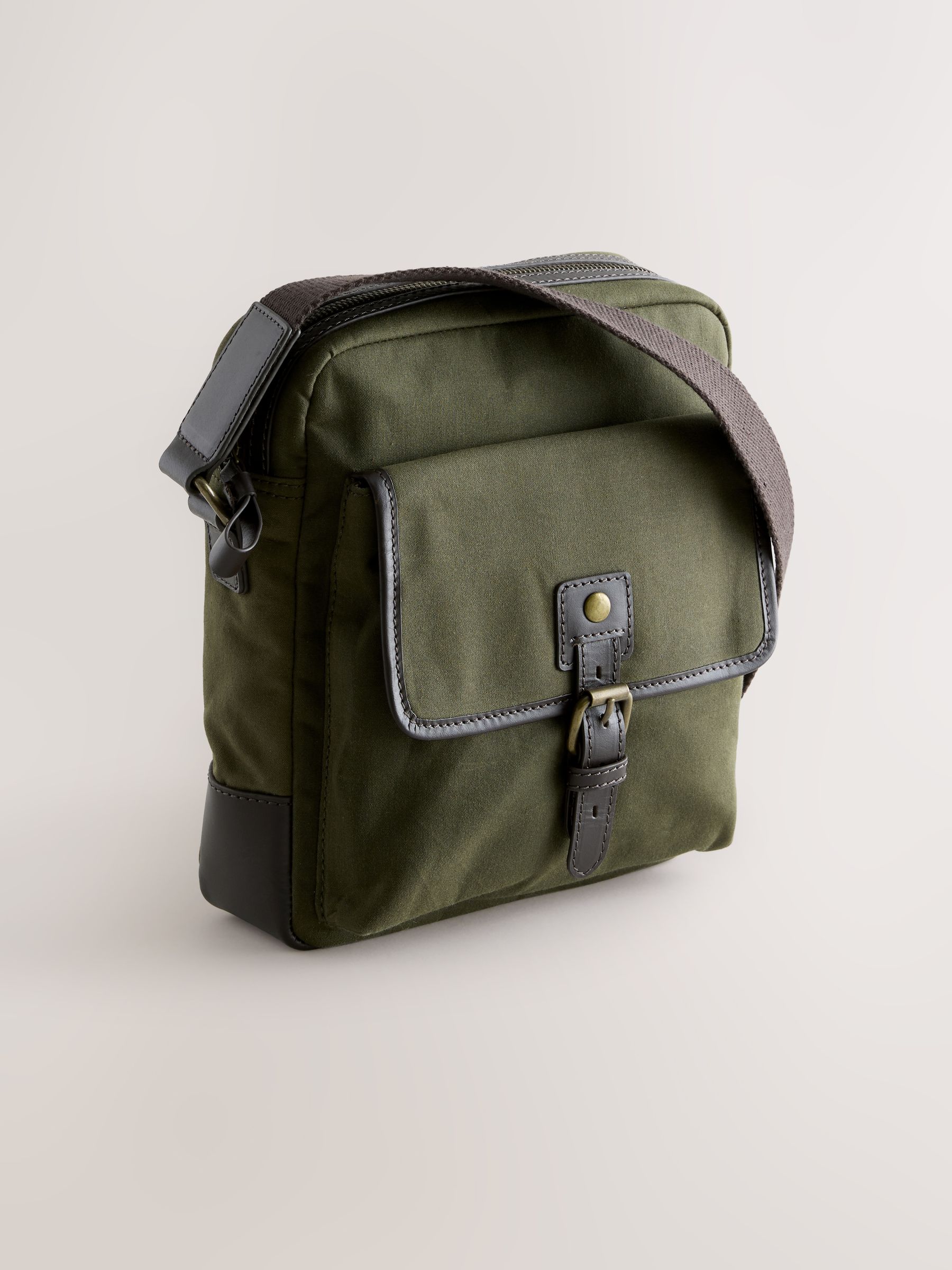 Buy Khaki Green - Wax Cotton Cross-Body Bag from Next Bulgaria