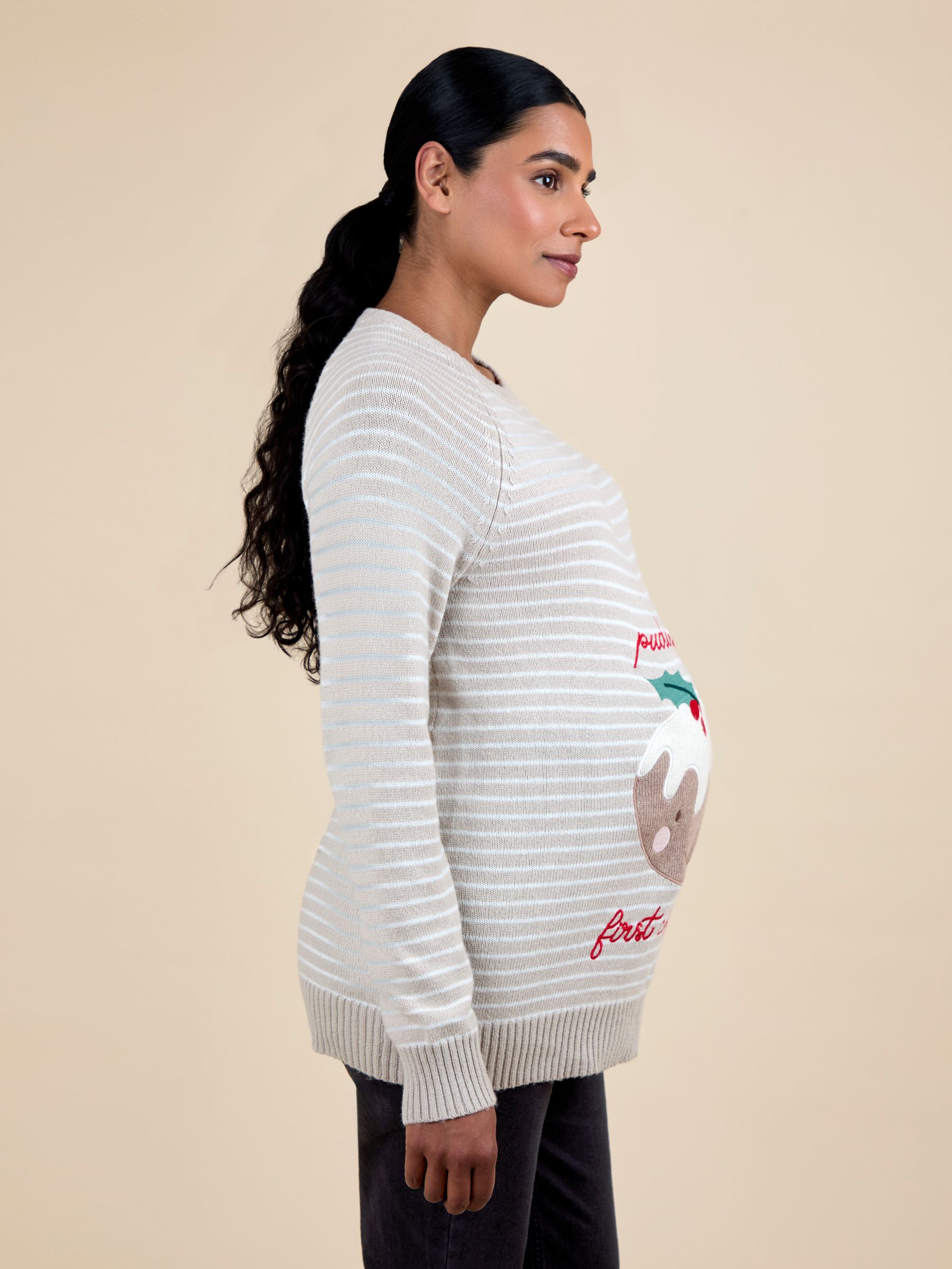 Buy JoJo Maman Bébé Grey Maternity Christmas Pudding Jumper from the ...