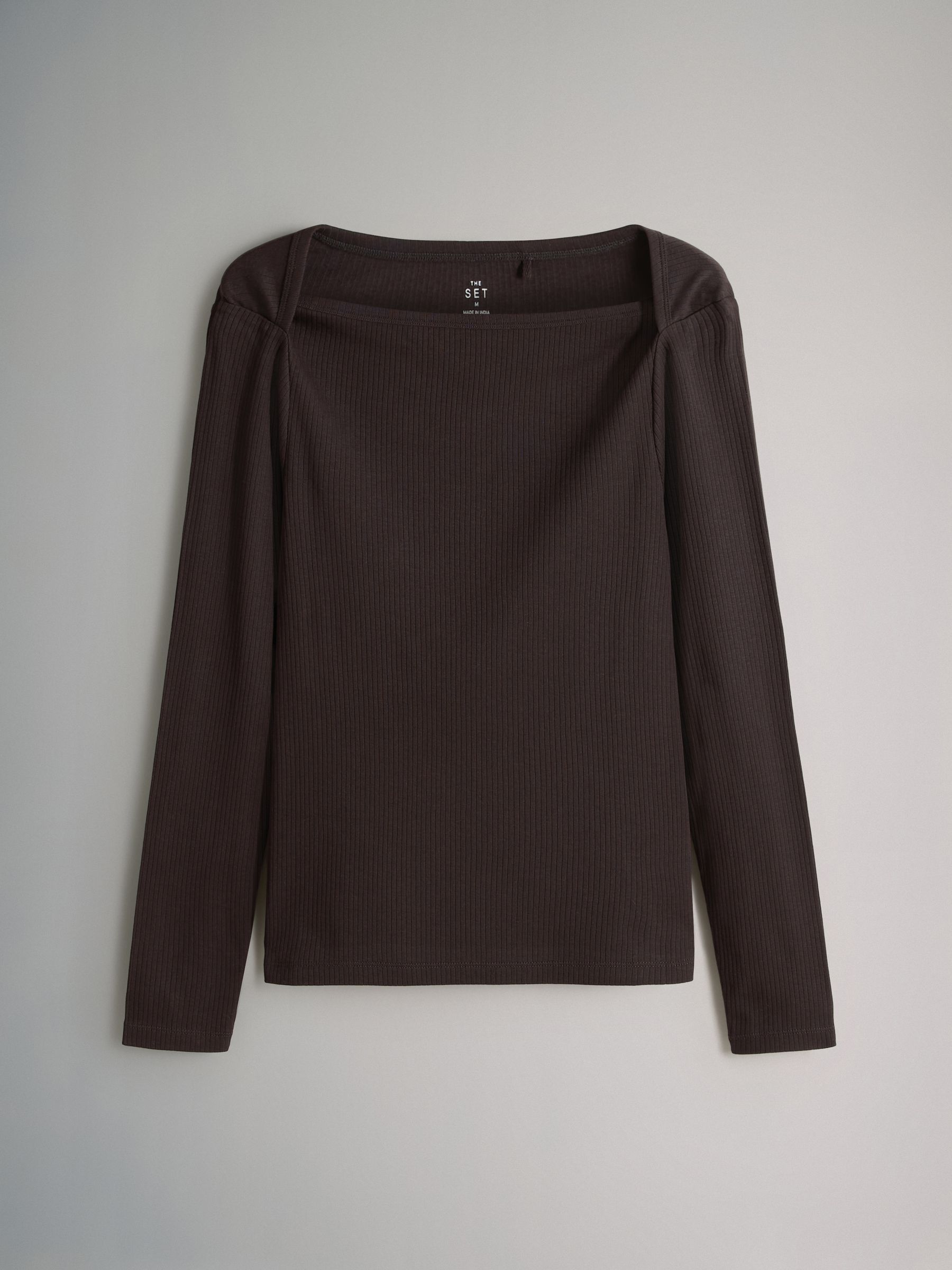 Buy The Set 3 Pack Envelope Neck Longsleeve Top Black/Brown/Taupe from ...
