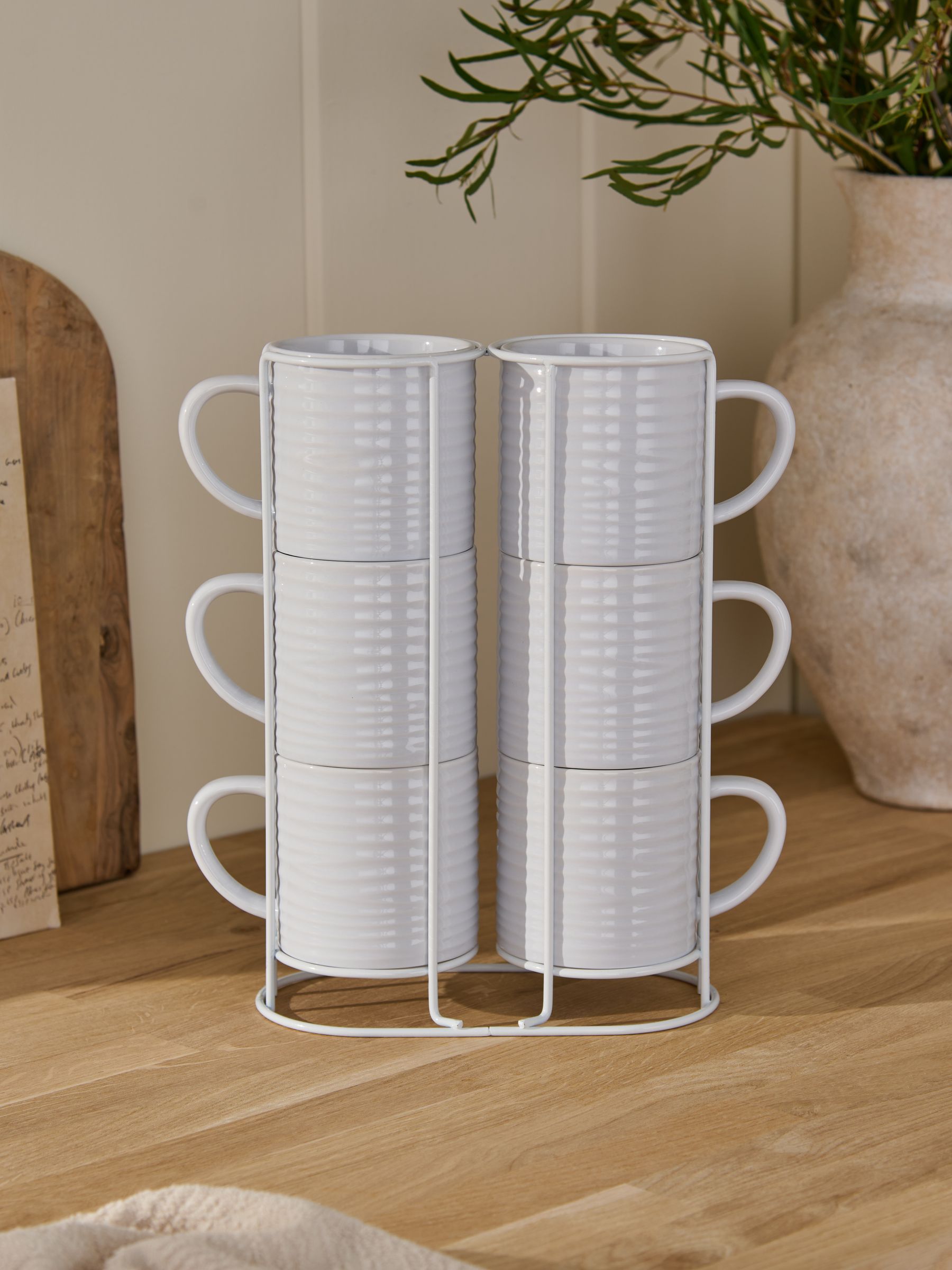 Buy White Malvern Set of 6 Stacking Mugs & Metal Stand from the Next UK ...