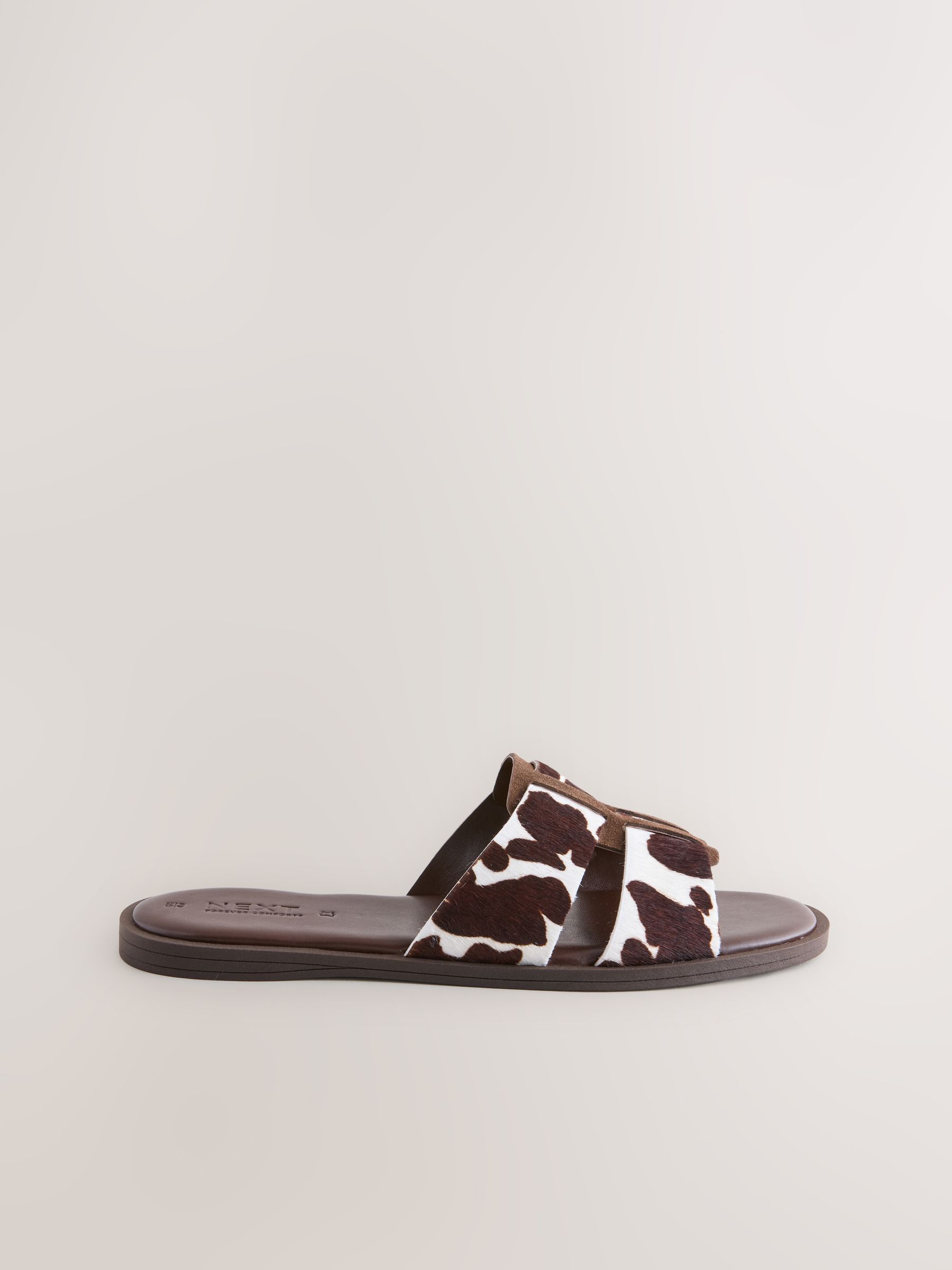 Buy Cow Print Leather Standard/Wide Fit Slot Mule Sandals from the Next ...