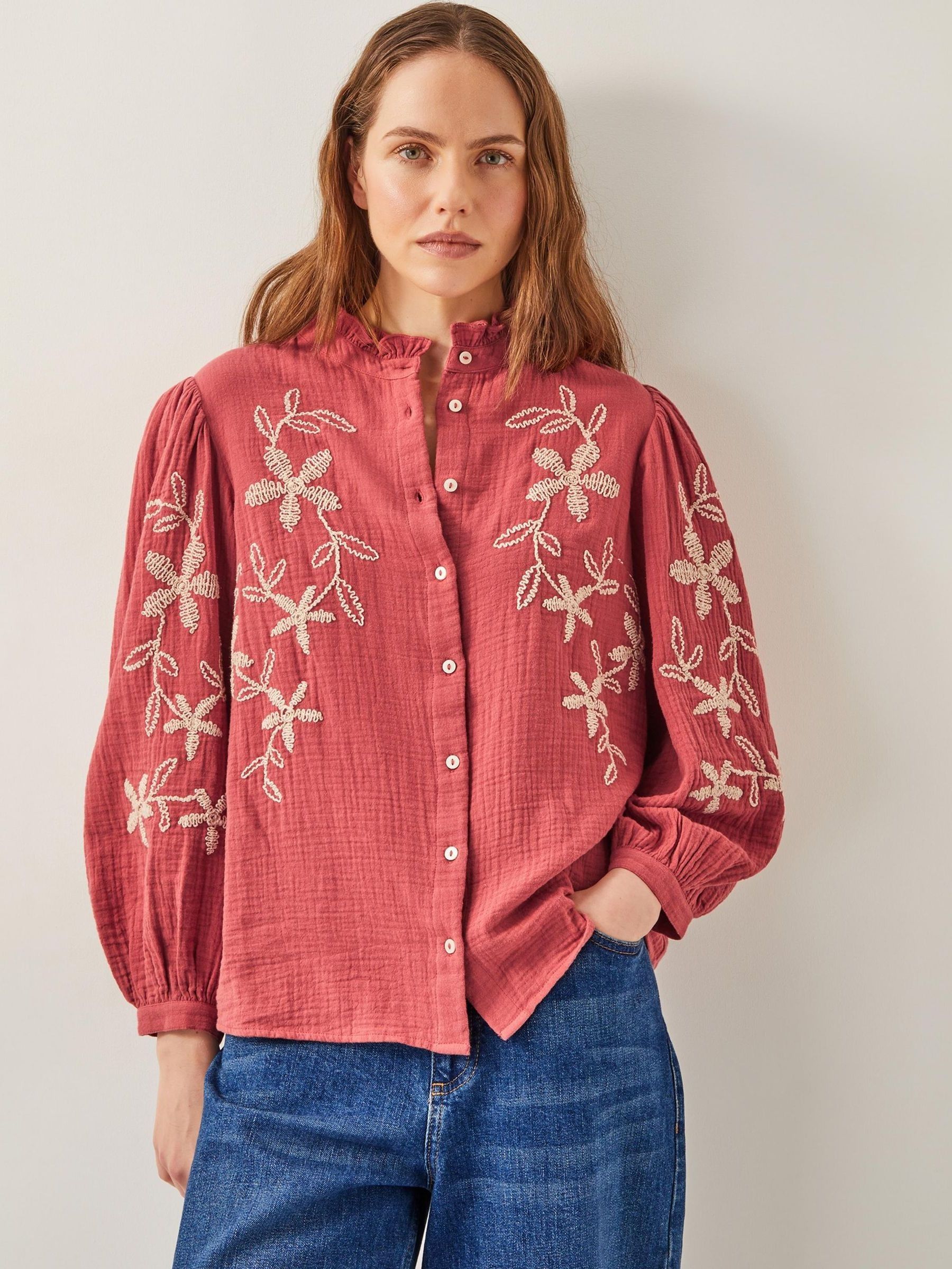 Buy Monsoon Red Bridget Embroidered 100% Cotton Blouse from the Next UK ...