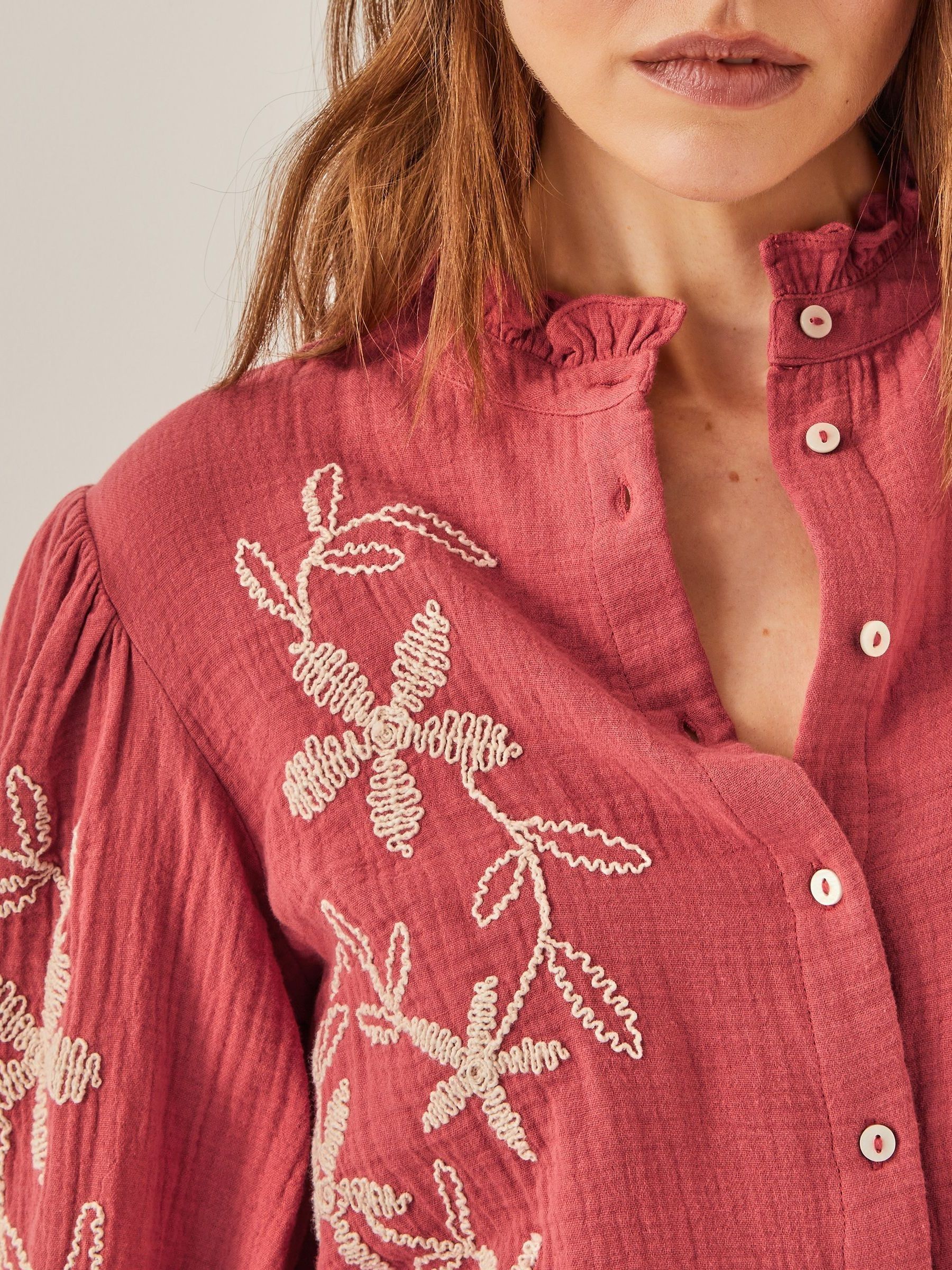 Buy Monsoon Red Bridget Embroidered 100% Cotton Blouse from the Next UK ...
