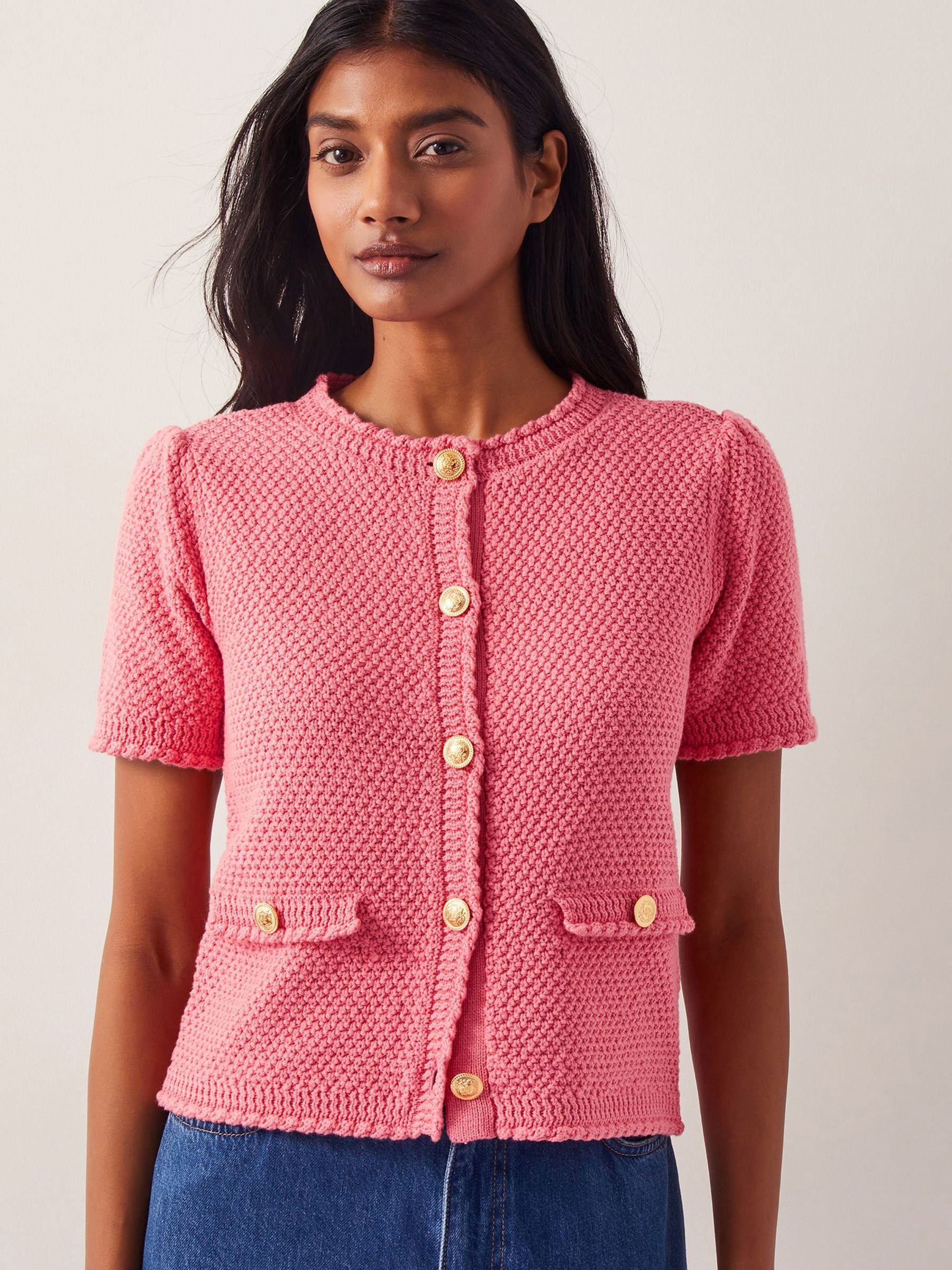 Buy Monsoon Pink Sami Stitch Short Sleeve Cardigan from the Next UK ...